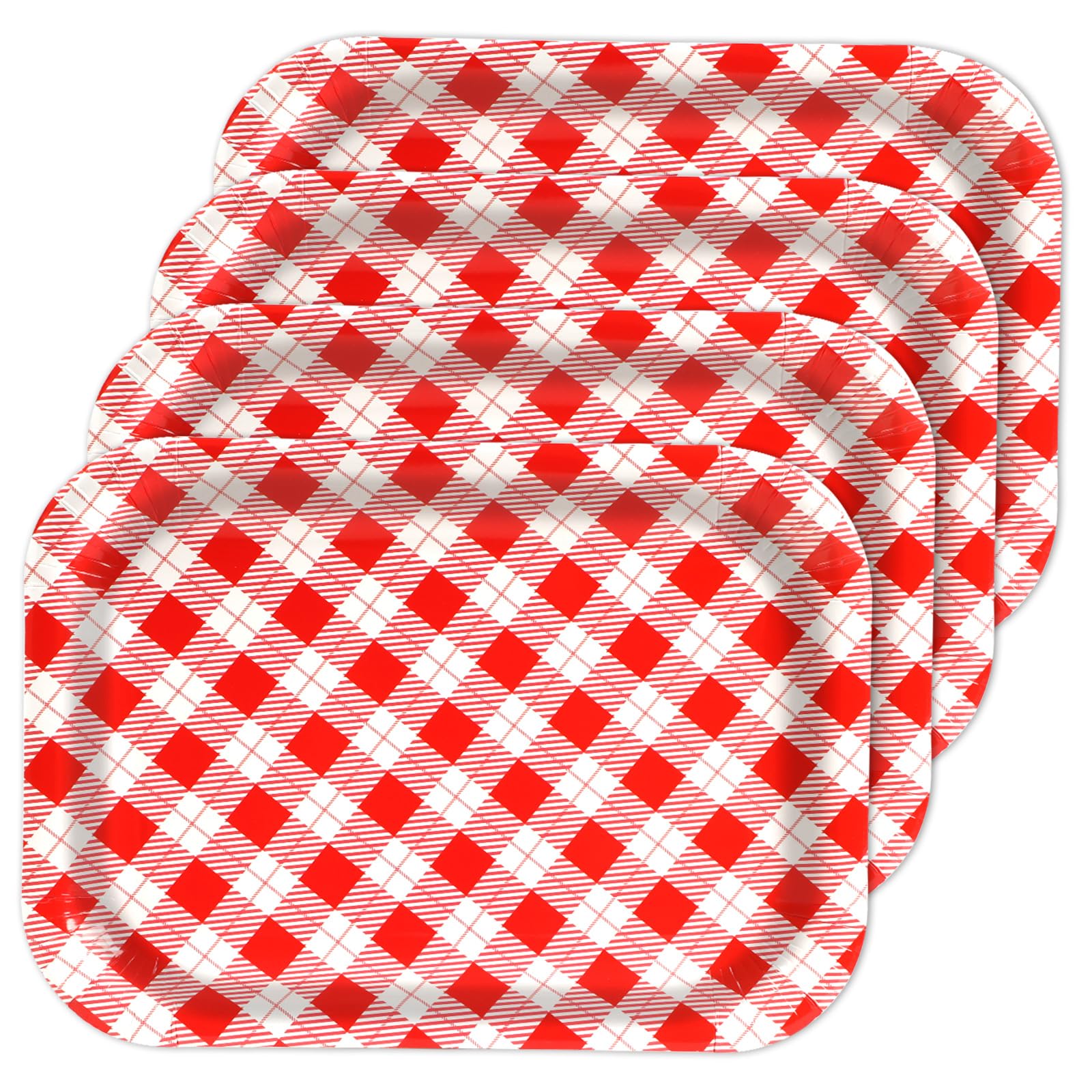 Amazon.com: 15 Pcs Disposable Red & White Gingham Serving Trays Red and ...