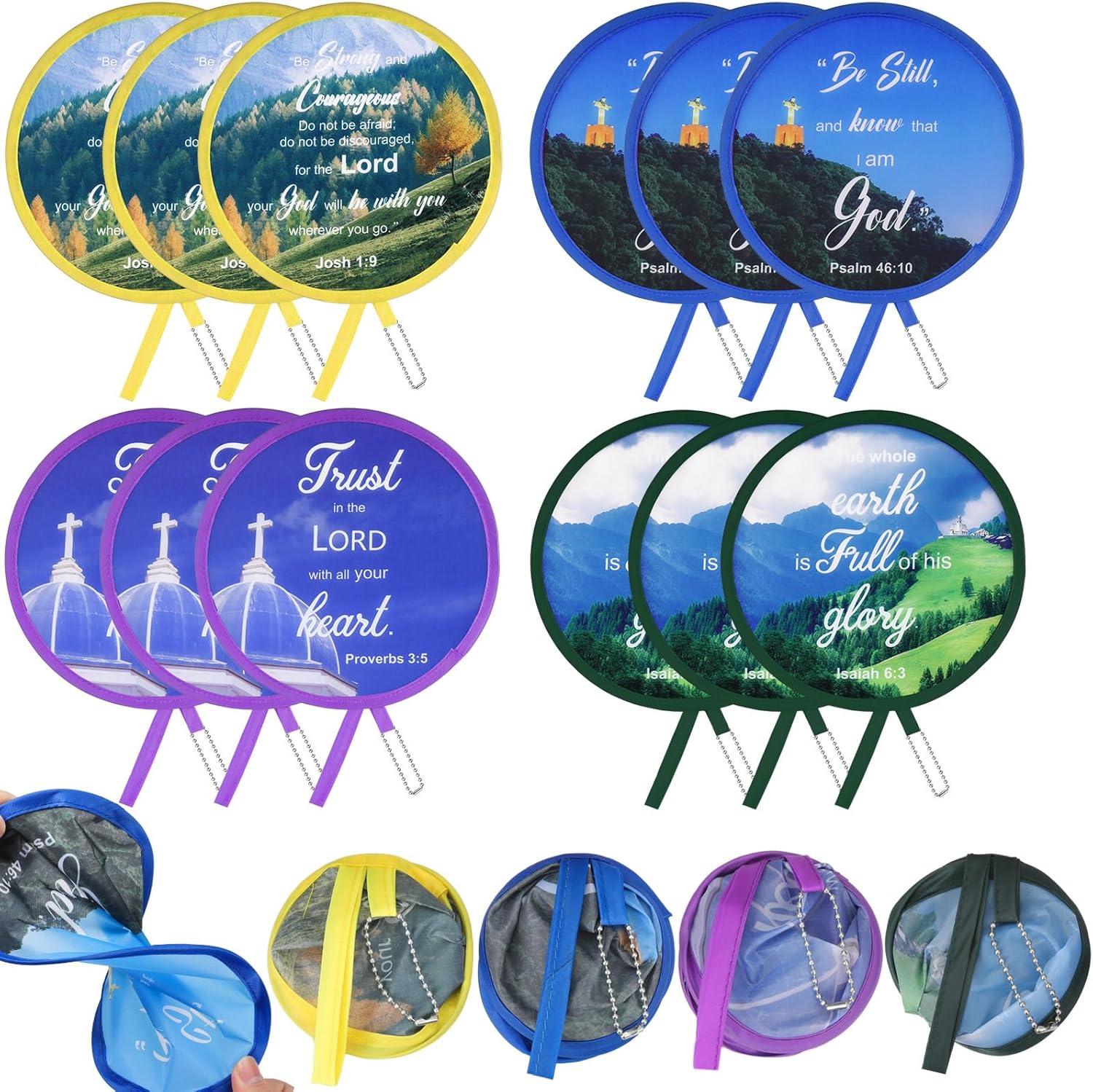 Amazon.com: Marsui 12 Pcs Round Foldable Hand Fan Summer Flower ...