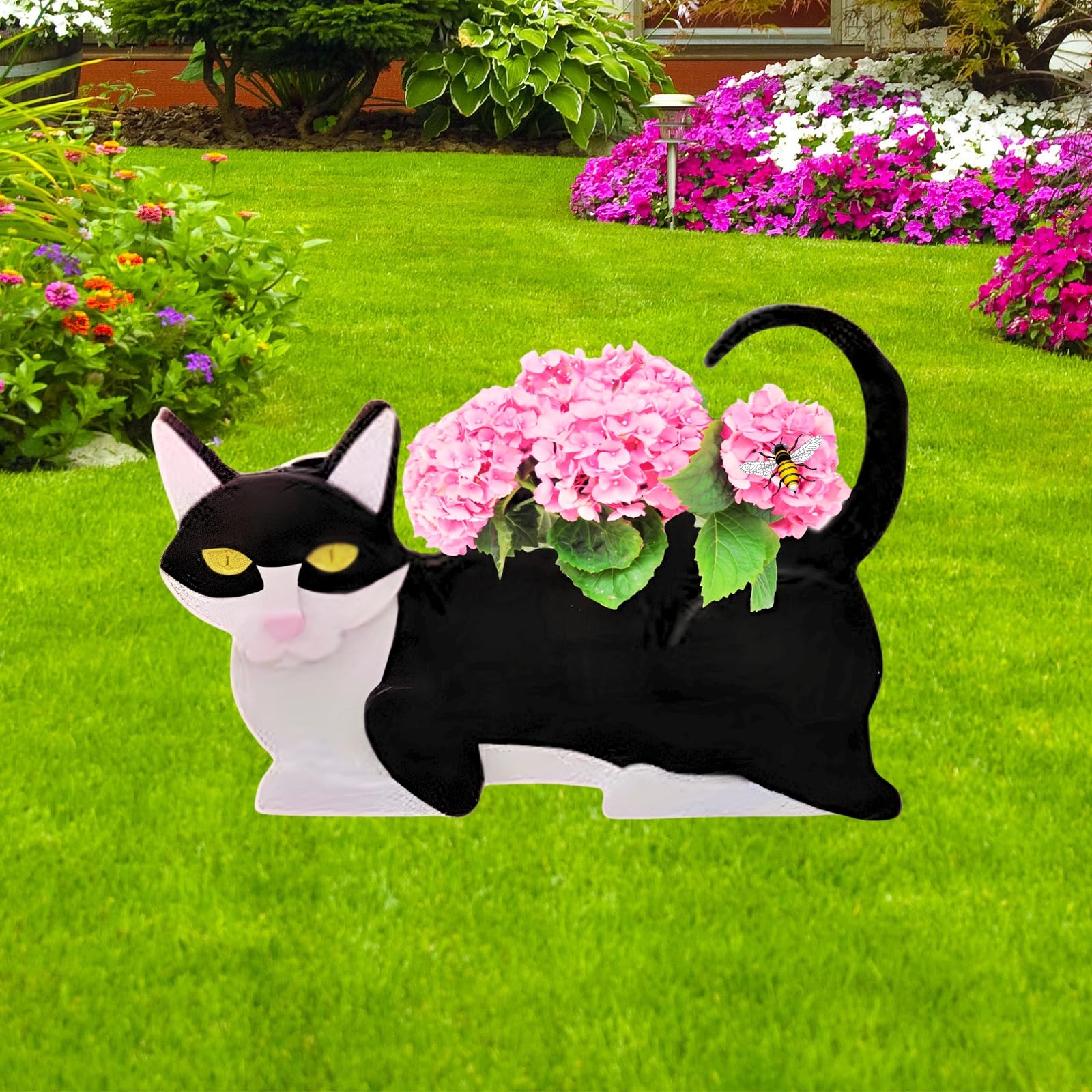 Amazon.com : strolfay Black and White Cat Planter Plant Pots,Cute ...