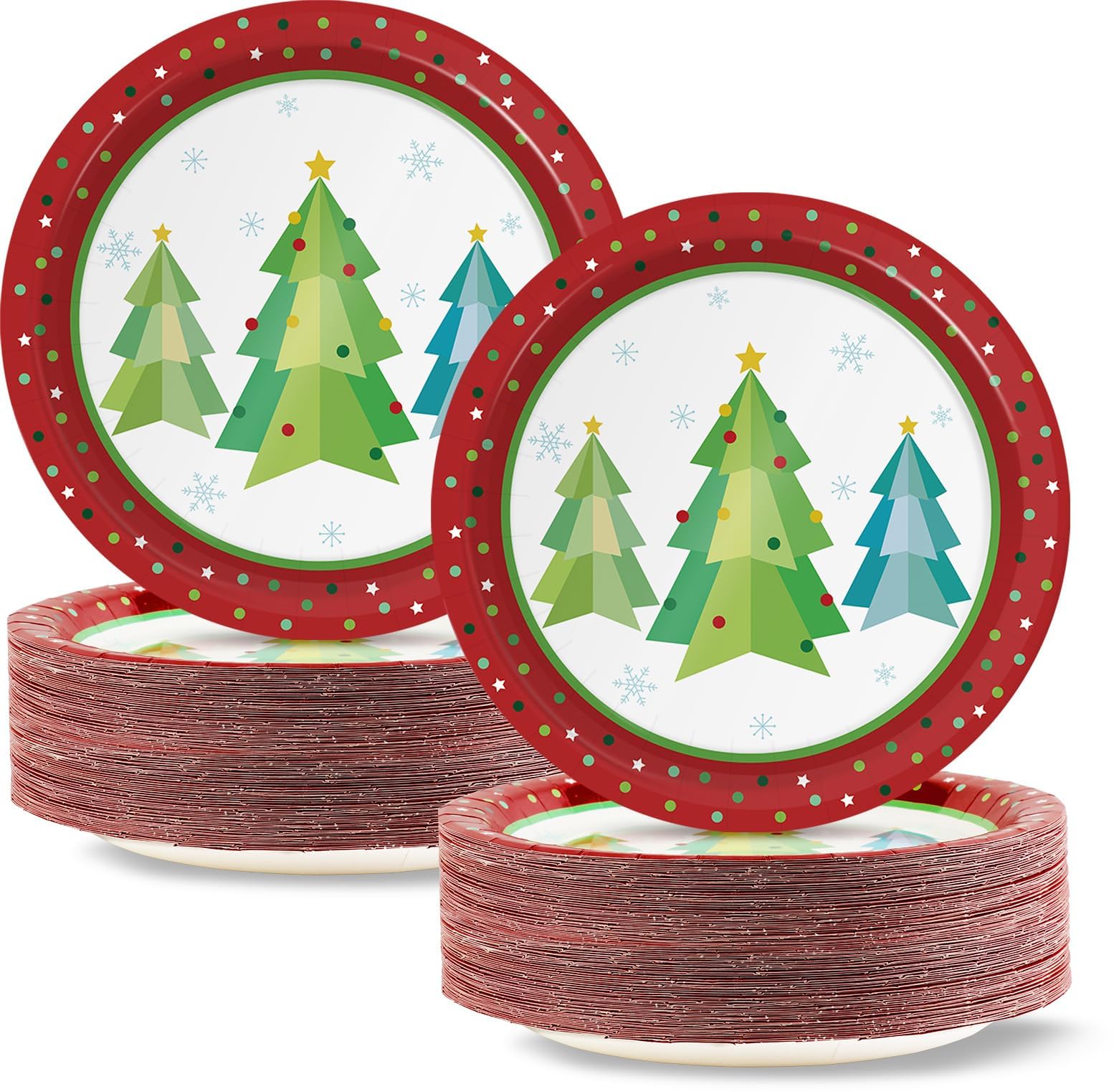 Amazon.com: ZOIIWA 48pcs Colorful Christmas Tree Paper Plates Merry ...