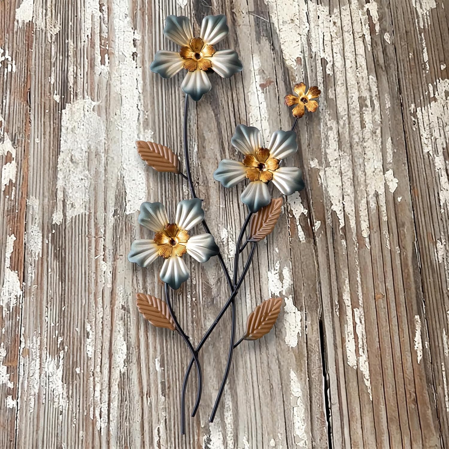 Amazon.com: Sintosin Hanging Small Metal Flower Wall Art Decor 6 X 15 ...