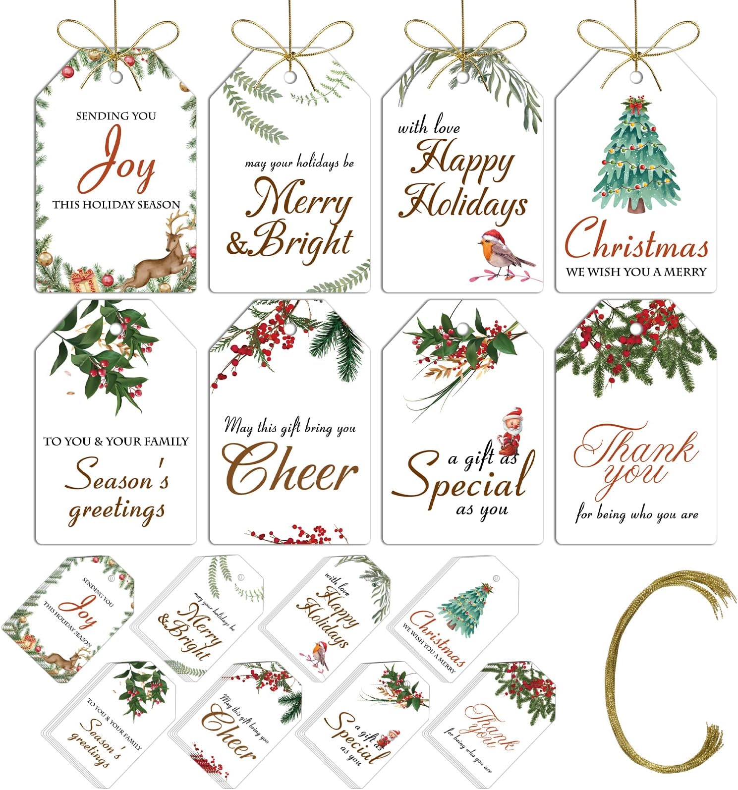 Amazon.com : 120-pack Vintage Christmas Gift Tags with String Attached ...