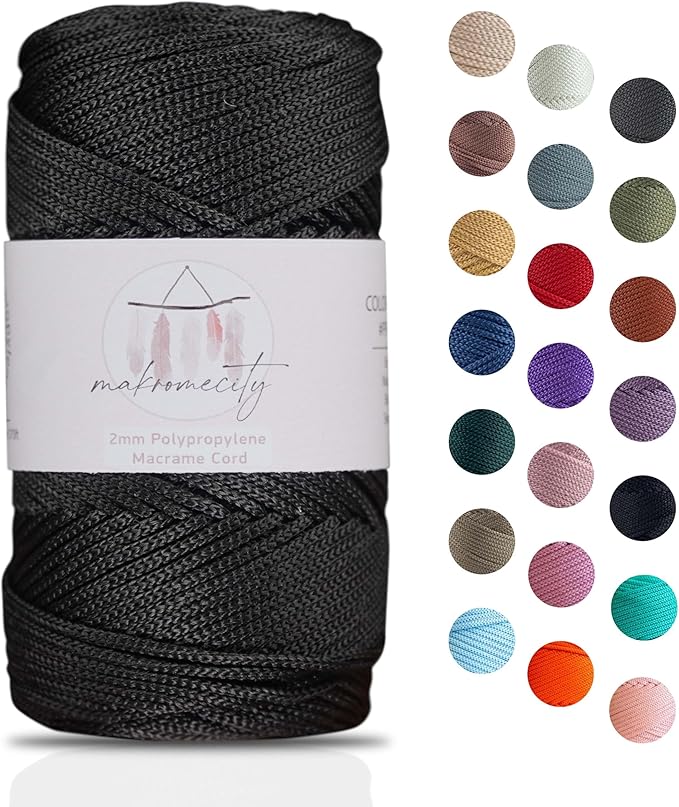 Amazon.com: Makromecity, Polyester Macrame Cord 2mm x 125 Yards (375 ...