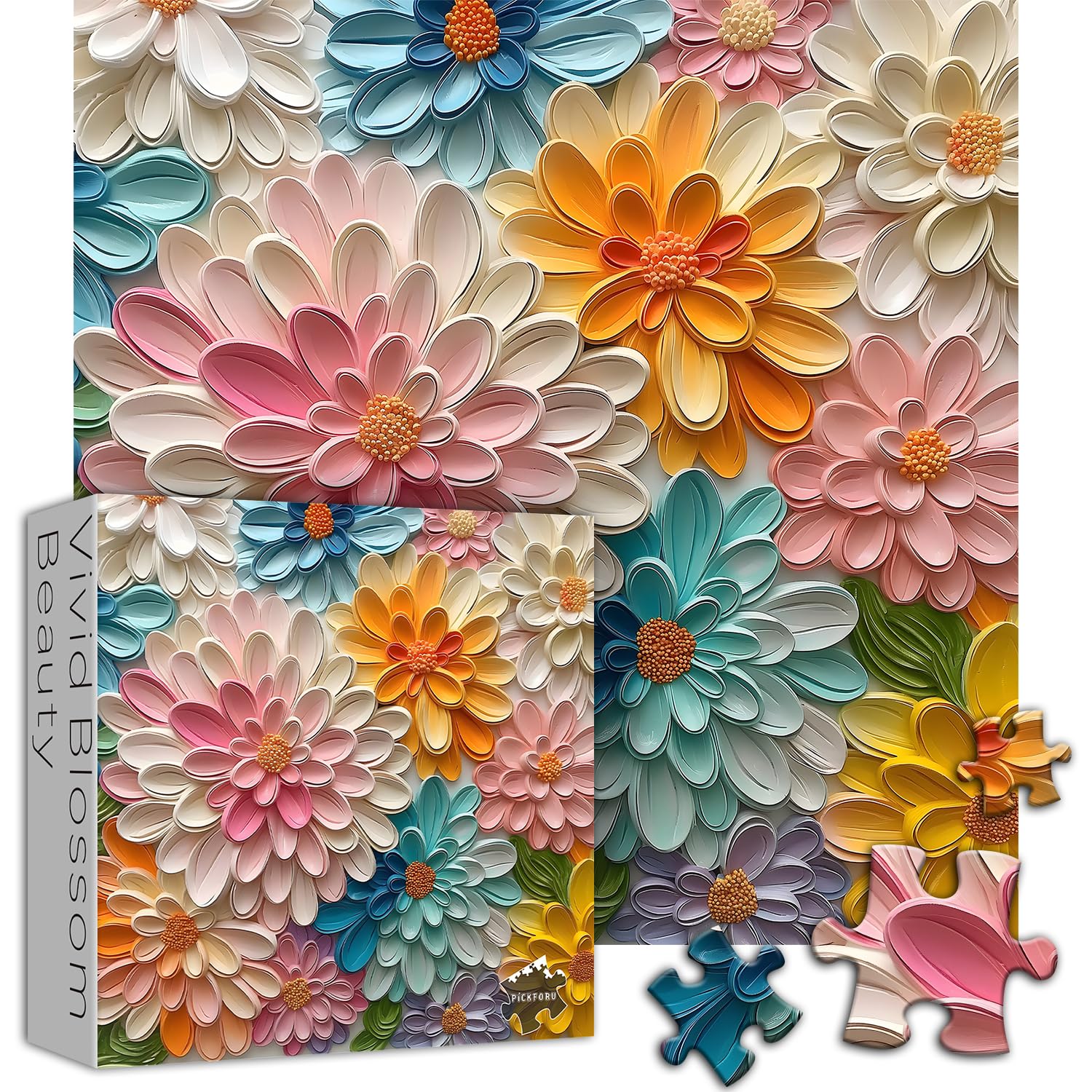 Amazon.com: Colorful Flower Puzzles for Adults 1000 Pieces, Floral Art ...