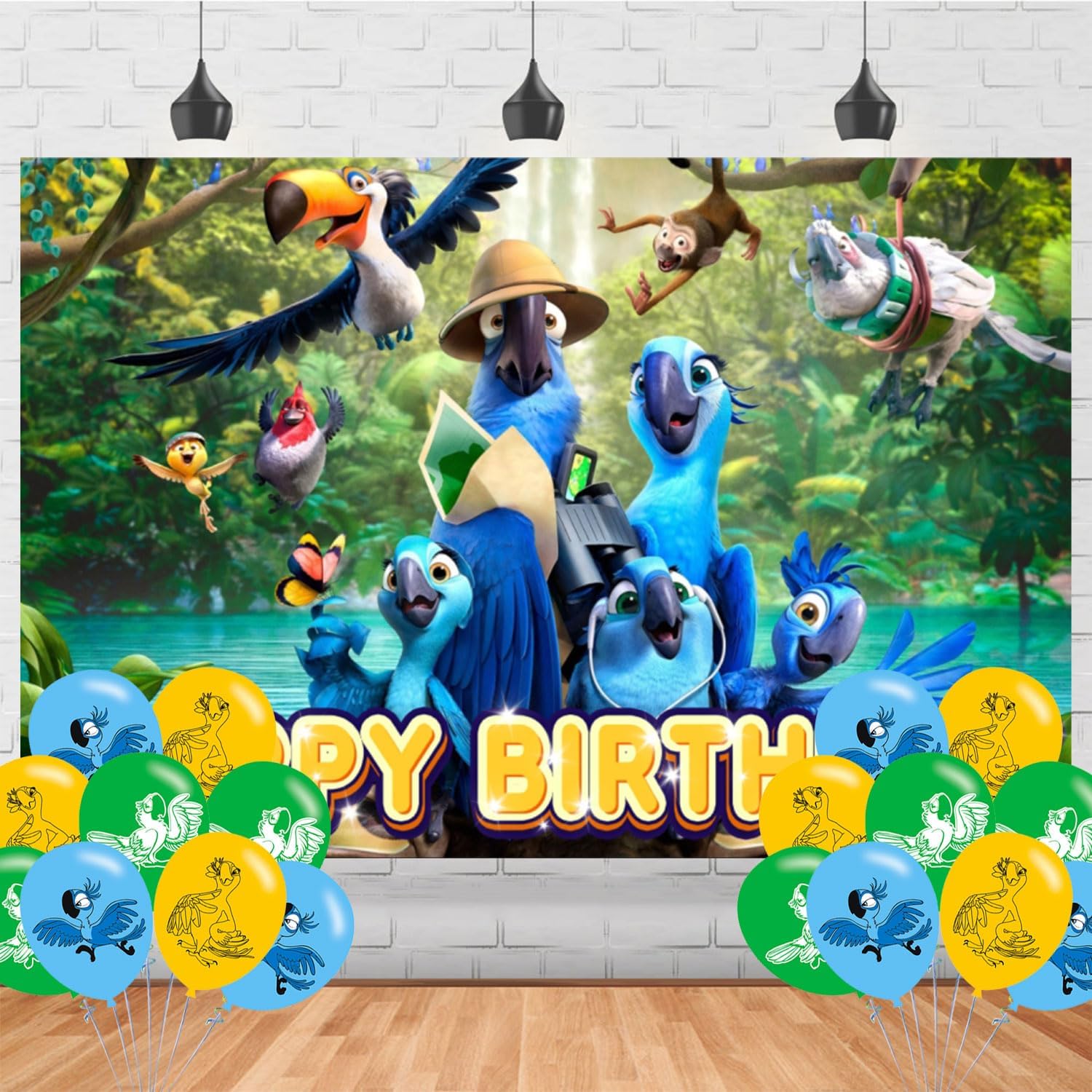 Amazon.com : Rio 2 Movie Birthday Party Backdrop,Jungle Safari Animals ...