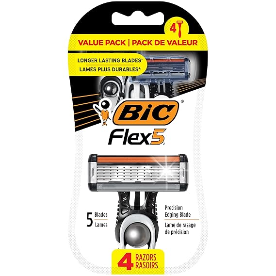 Amazon.com: BIC Flex 5 Disposable Razor for Men, Sensitive Skin Razor ...