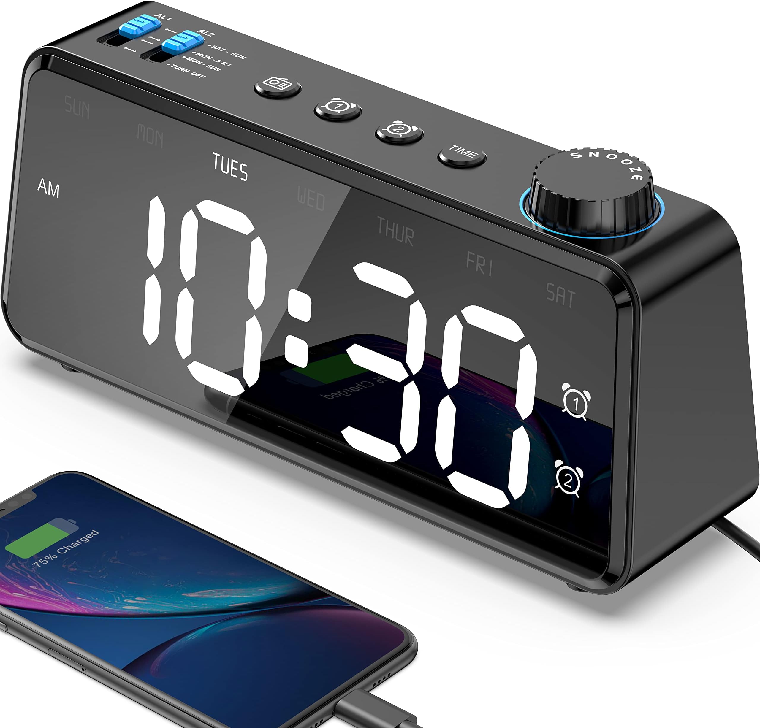 BRO A SIS Reloj Despertador Alarma LED con Bocina Bluetooth Reloj ...