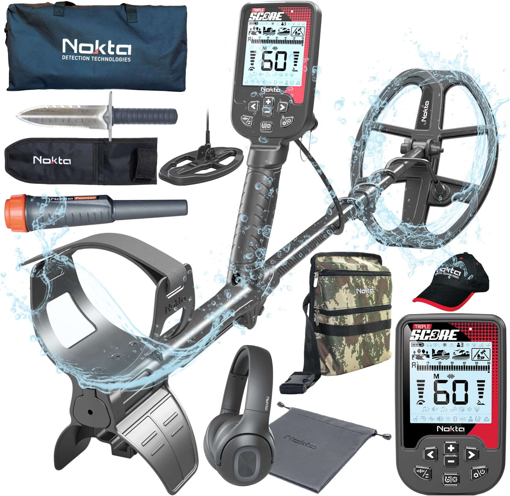 Amazon.com : Nokta Triple Score PRO Pack Metal Detector Kit Seasoned Hunter Pack (Pointer,Digger ...