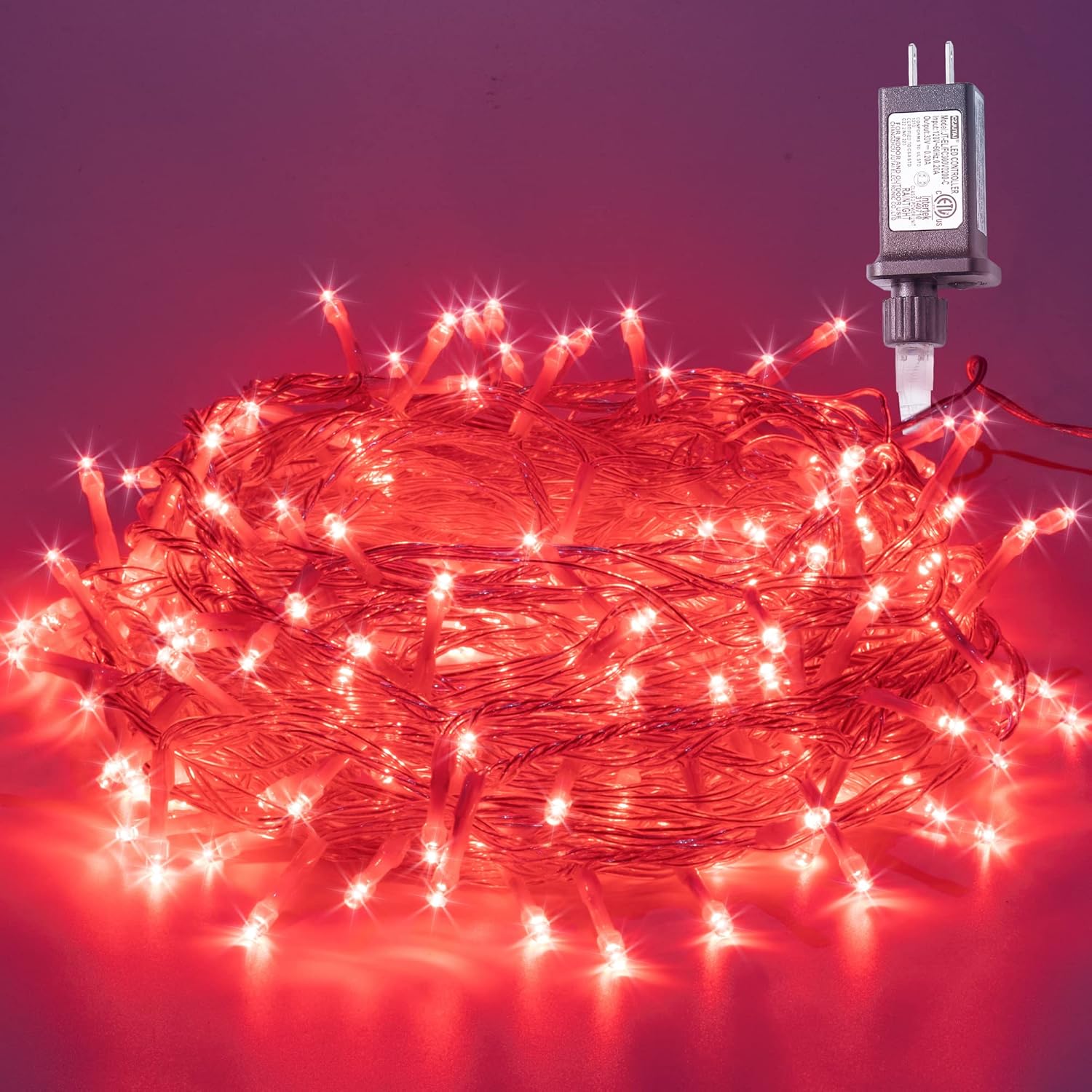 oopswow 33ft 100 LED Red Christmas Lights, 8 Modes LED String Lights ...