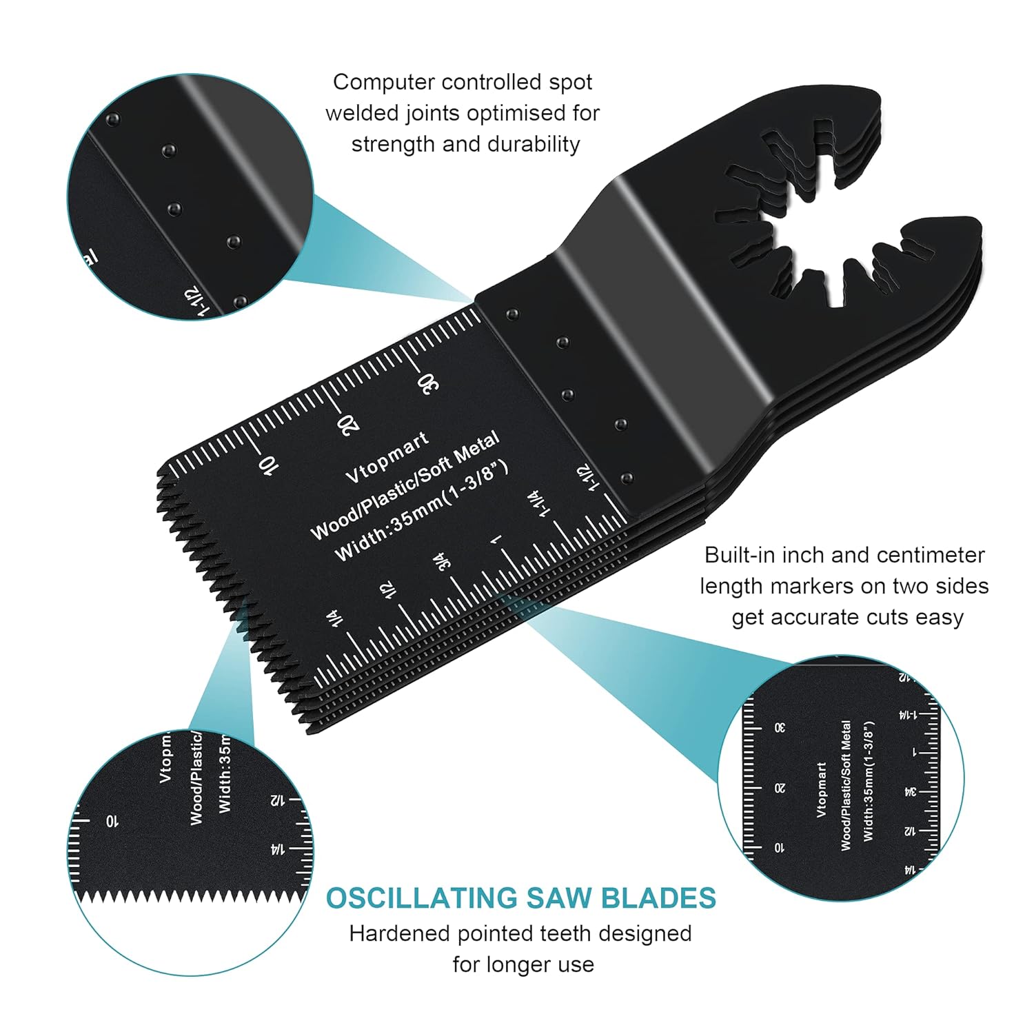 Vtopmart 100 Pcs Wood Oscillating Multitool Quick Release Saw Blades ...