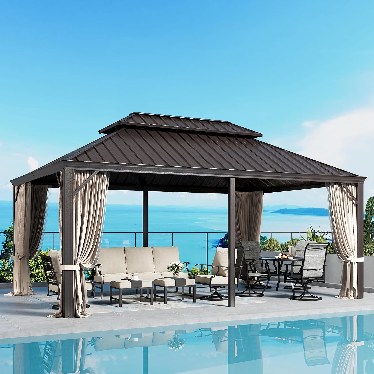 Amazon.com : SUNSHINE VALLEY 12'x18' Hardtop Gazebo, Permanent Aluminum ...