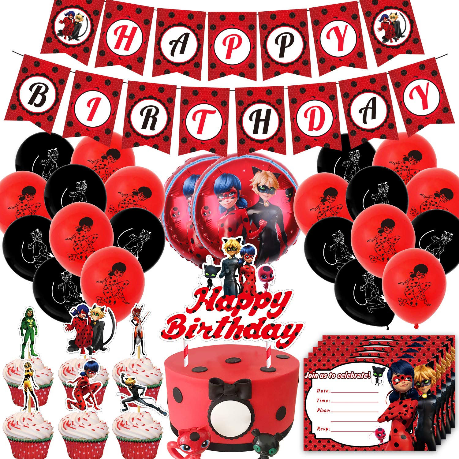 Buy Miraculous Ladybug Birthday Party Supplies, Ladybug Party ...