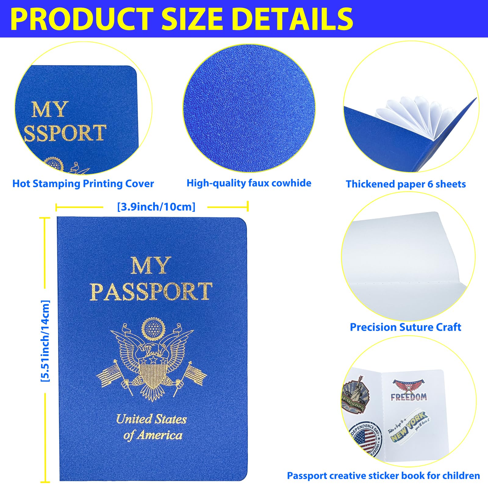 XIISVINT 100 Pcs Blank Passport Notebook Blue Passport Book Fake ...