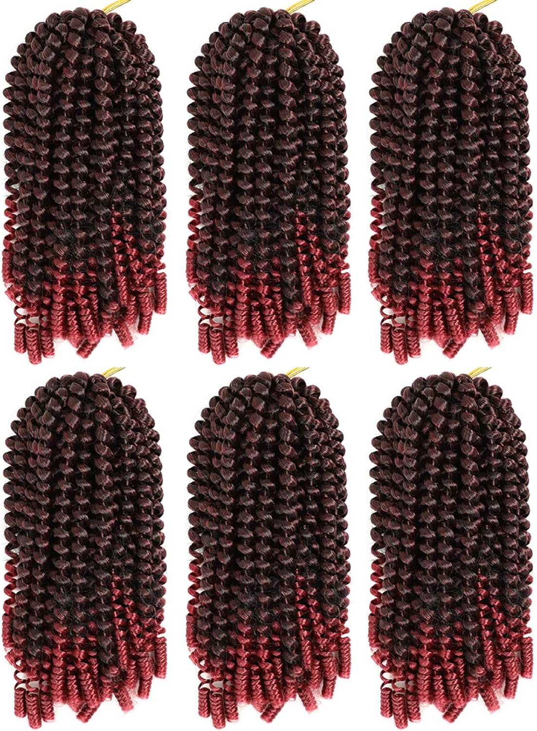 Spring Twist Hair 6PCS Crochet Braids 8” Ombre Synthetic Braiding Hair ...