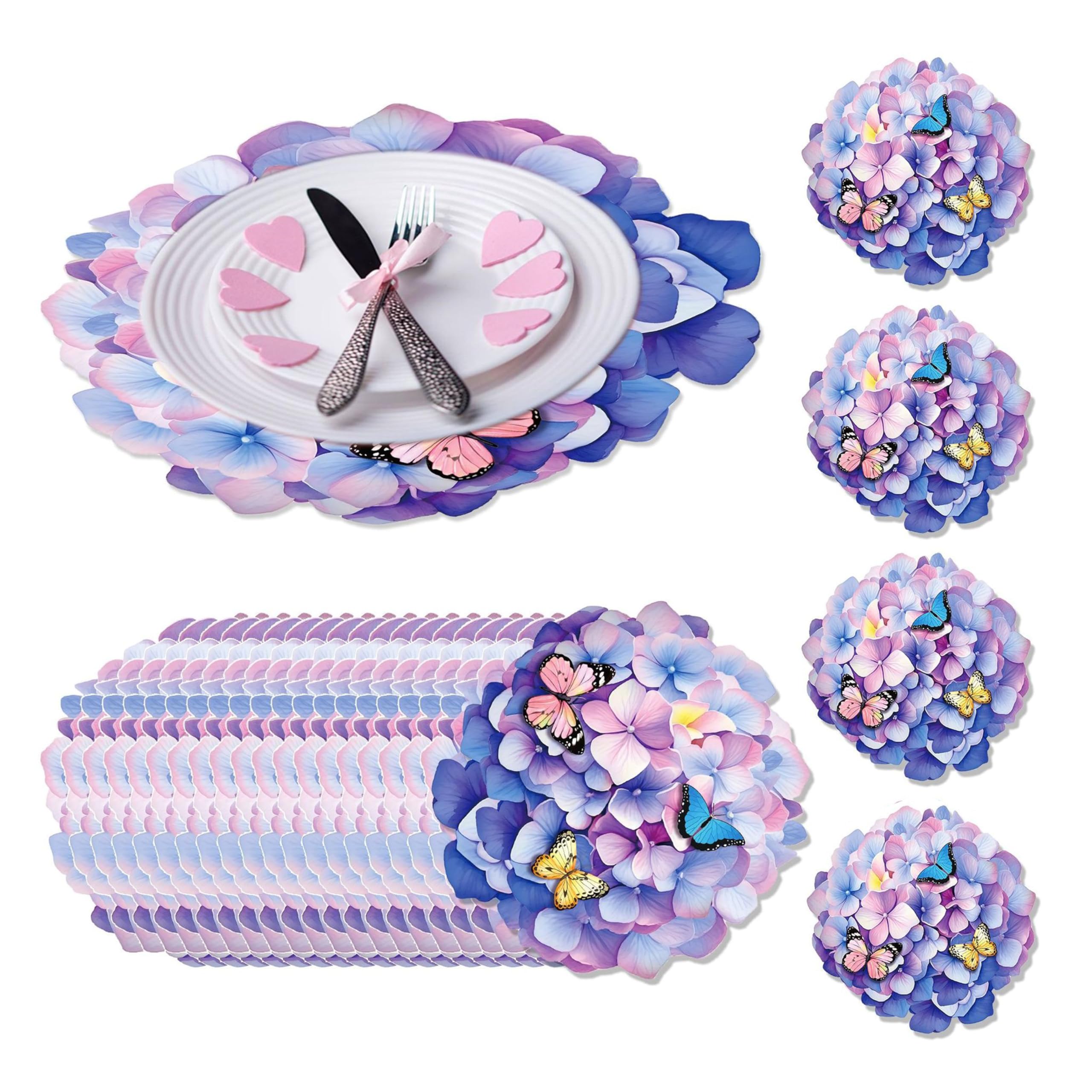 Amazon.com: 12 Pack Flower Shaped Paper Placemats 13 Inch Purple ...