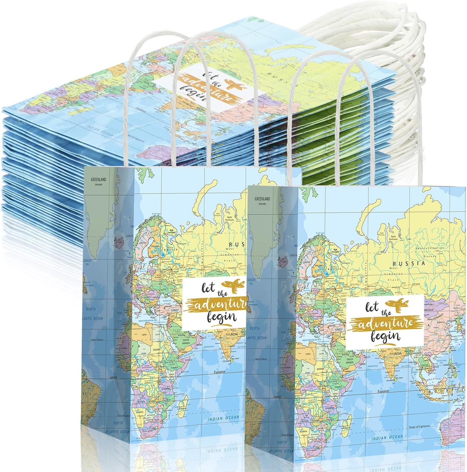 Amazon.com: SATINIOR 60 Pcs World Map Travel Favor Bags with Stickers ...
