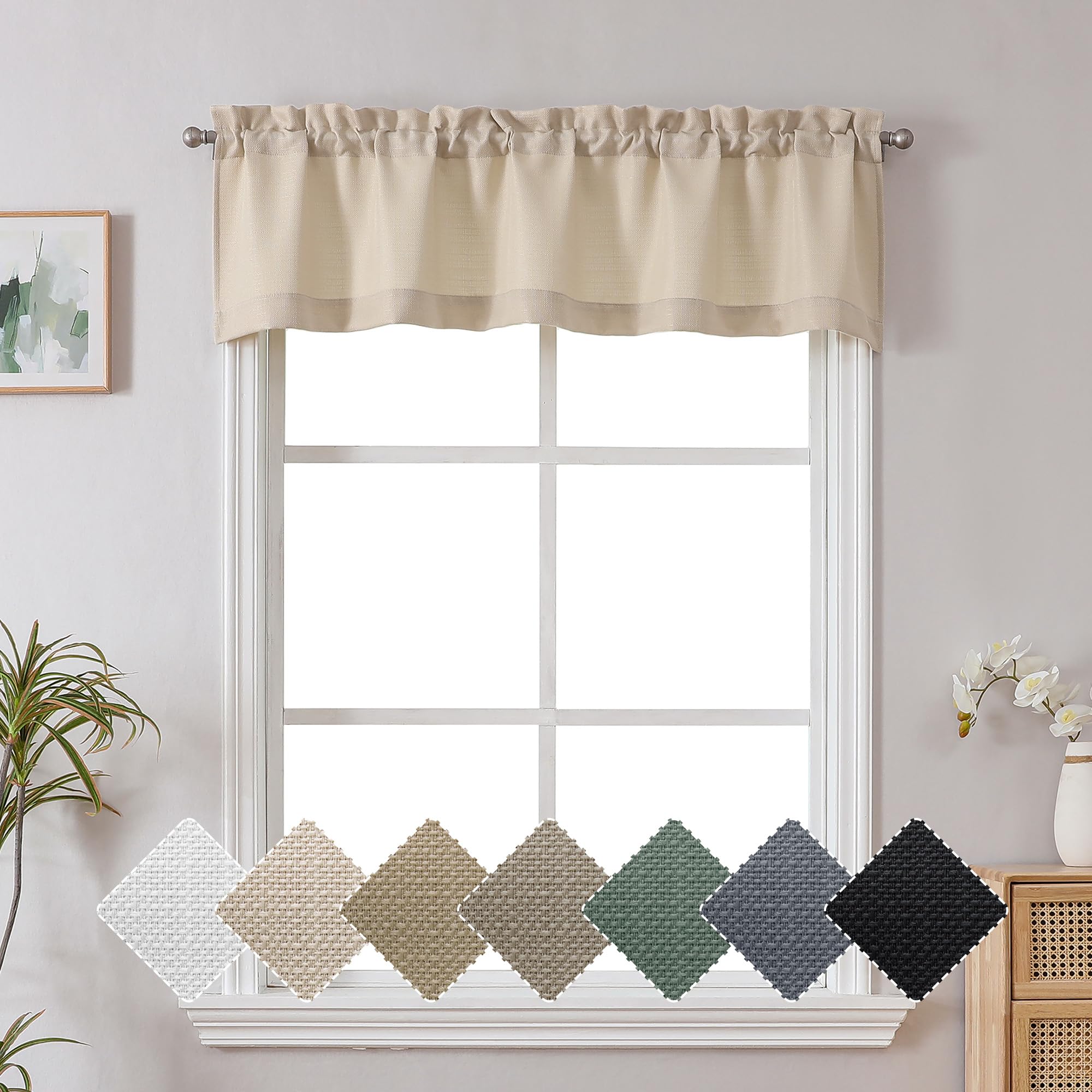 Amazon.com: Chyhomenyc Linen Valance for Windows, Faux Linen Slub ...