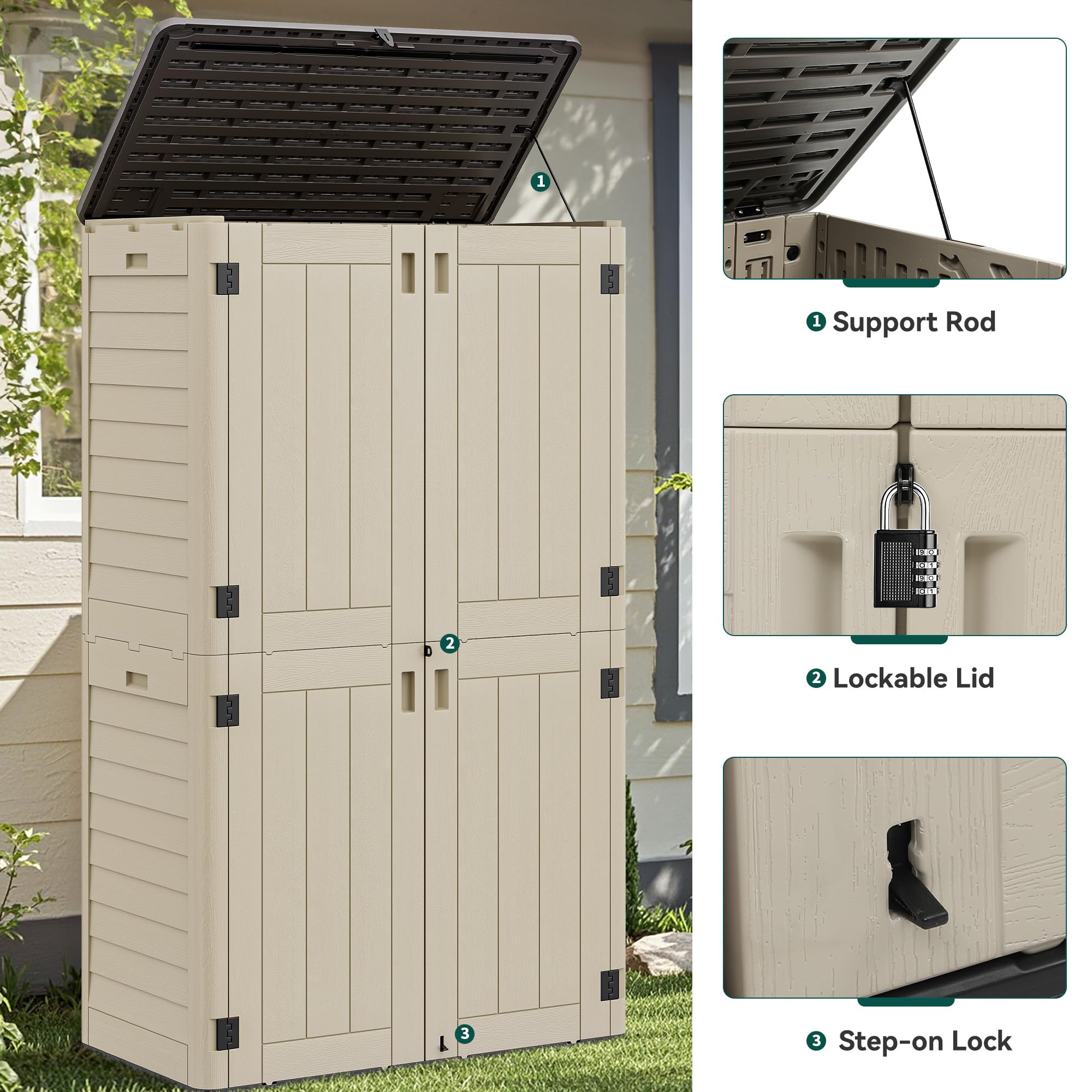 Snapklik.com : YITAHOME 50 Cu Ft Tall Outdoor Storage Shed W/o Shelf ...