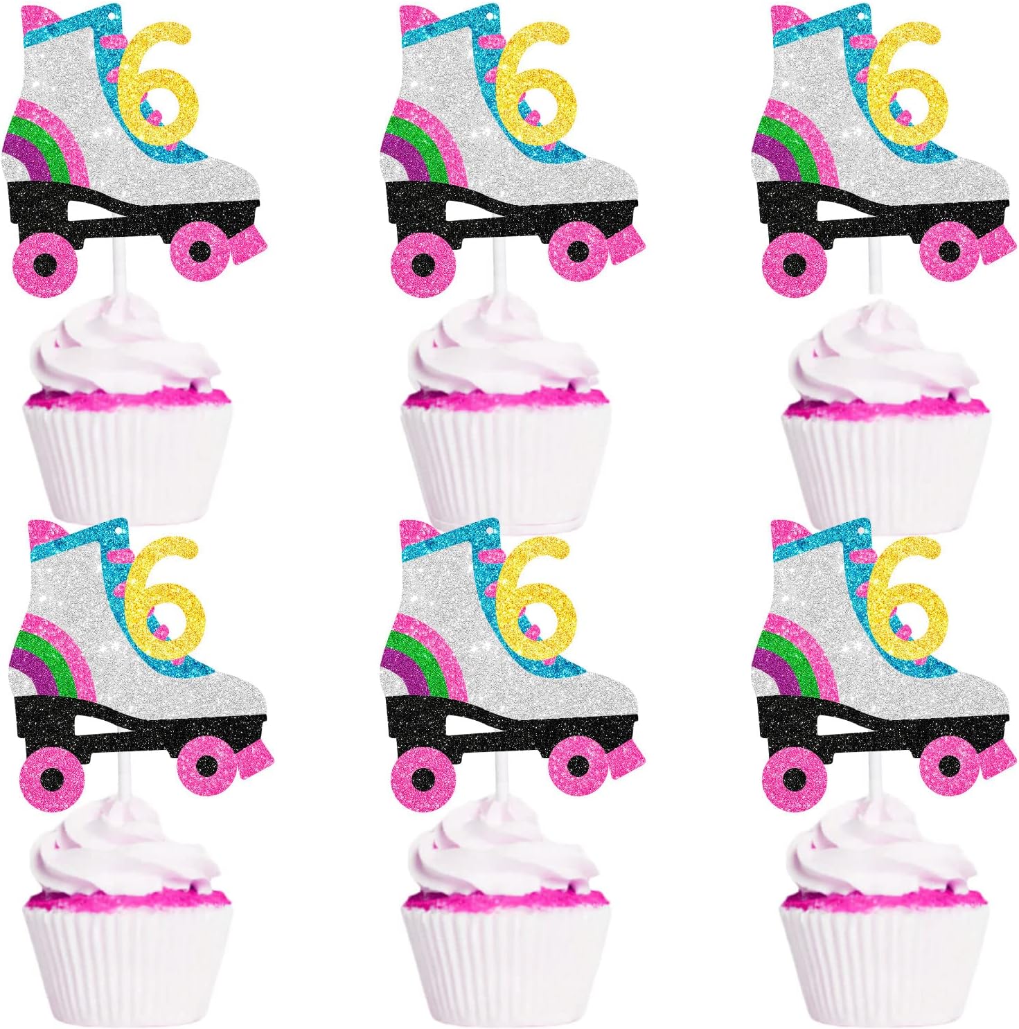 Amazon.com: Kids Roller Skating 6th Birthday Cupcake Topper 18-Piece ...