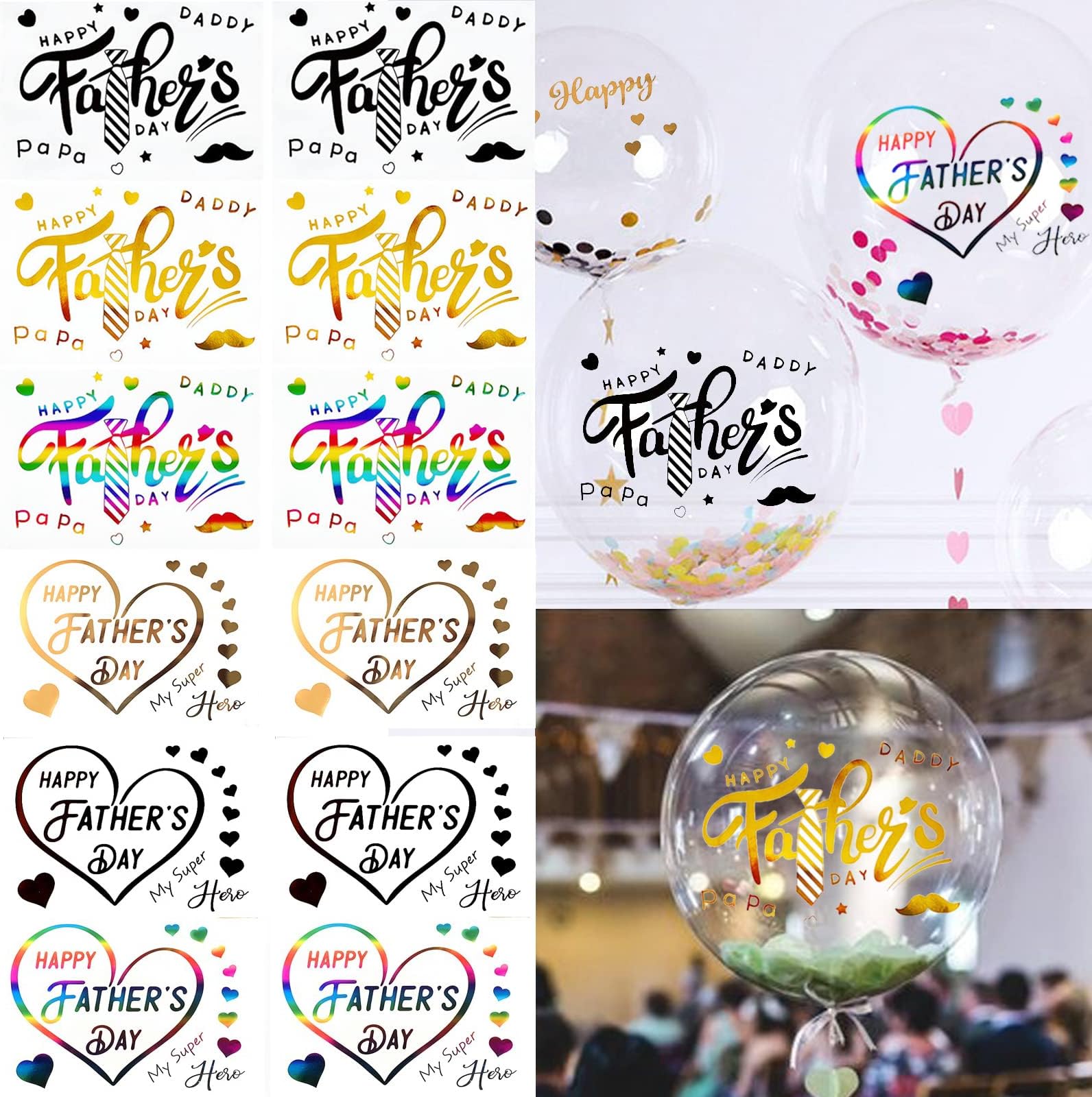 Amazon.com : 12pcs Fathers Day BOBO Balloon Stickers, Happy Father's ...