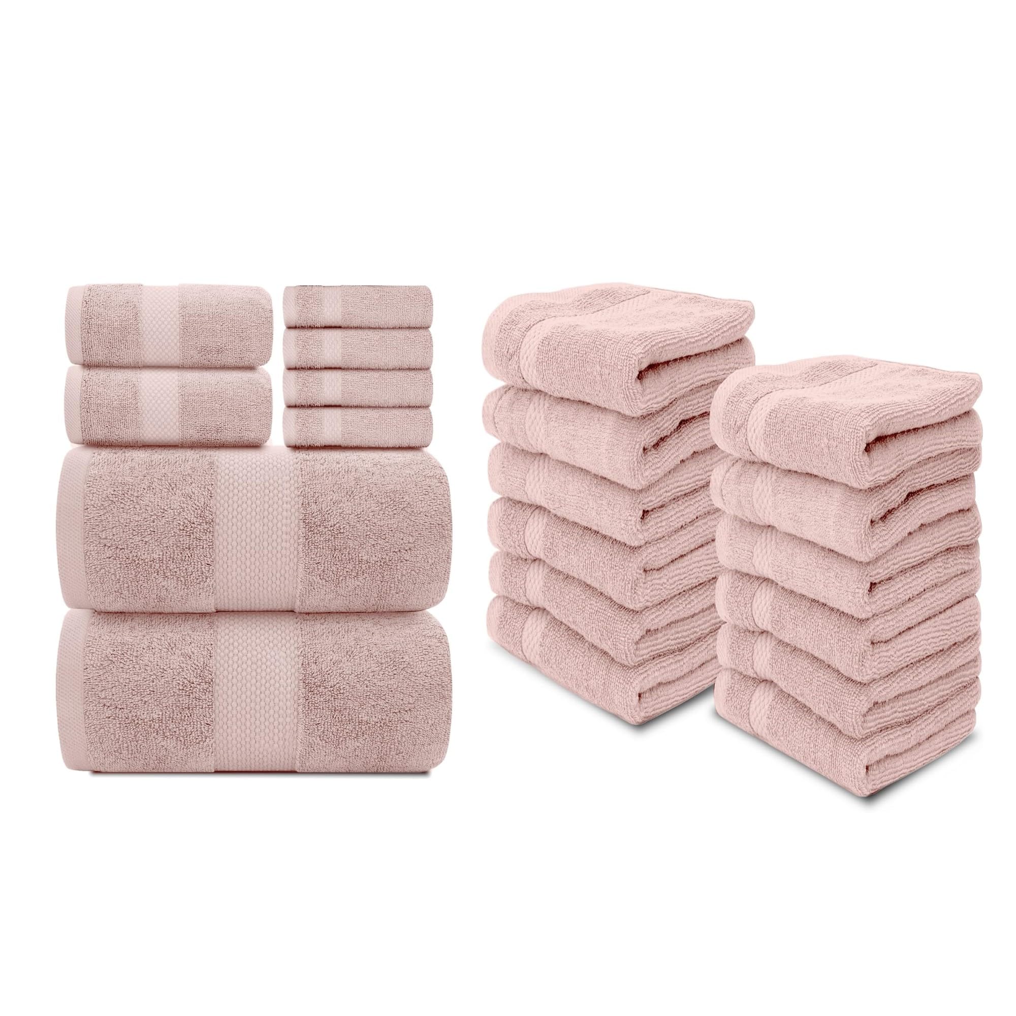 Amazon.com: White Classic 8-Piece Pink Towel Set [2 Bath Towels, 2 Hand ...