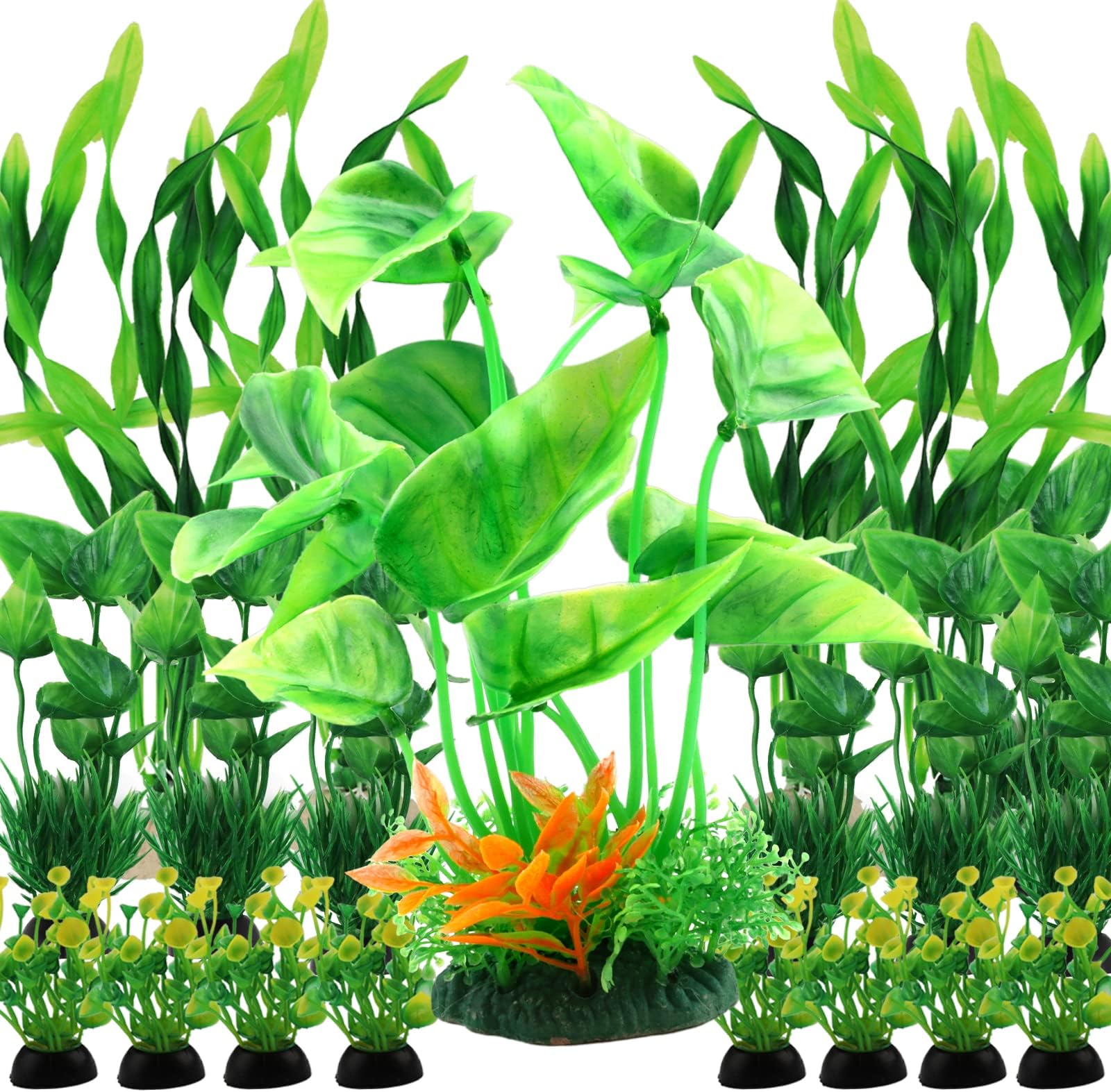 Amazon.com : PietyPet Fish Tank Decorations Plants with Resin Cave Rock ...