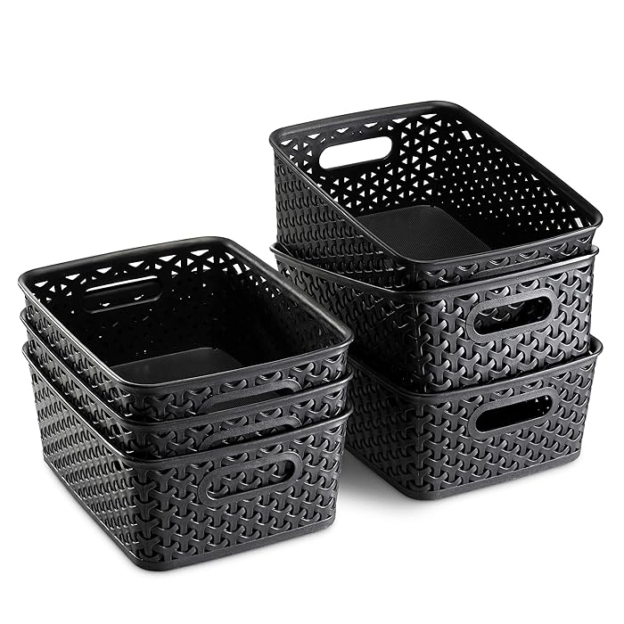 Buy Set of 6 Plastic Storage Baskets - Small Pantry Organizer Basket ...