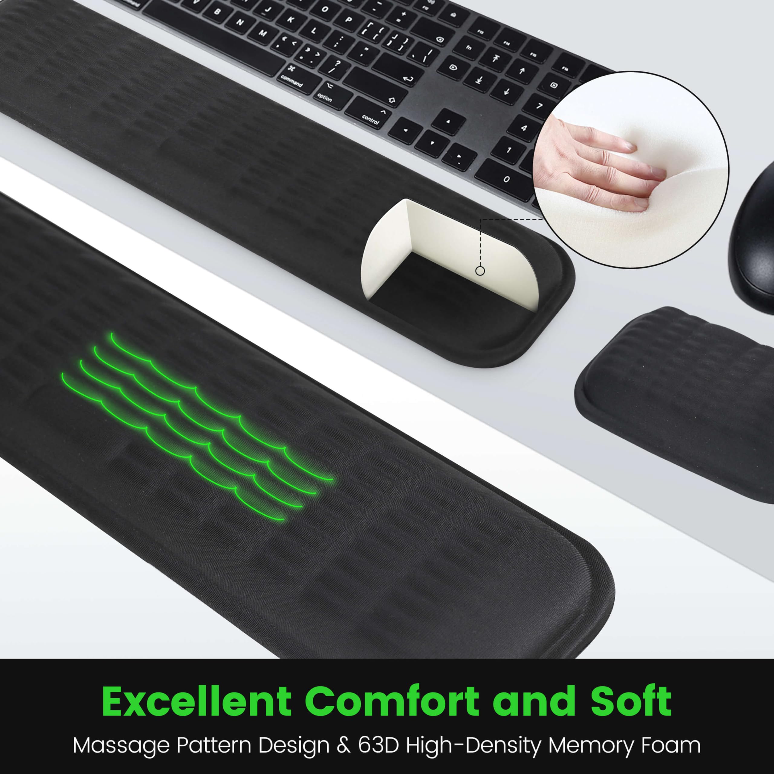 Snapklik.com : MEKASS Ergonomic Wrist Rest For Keyboard And Mouse, Soft ...