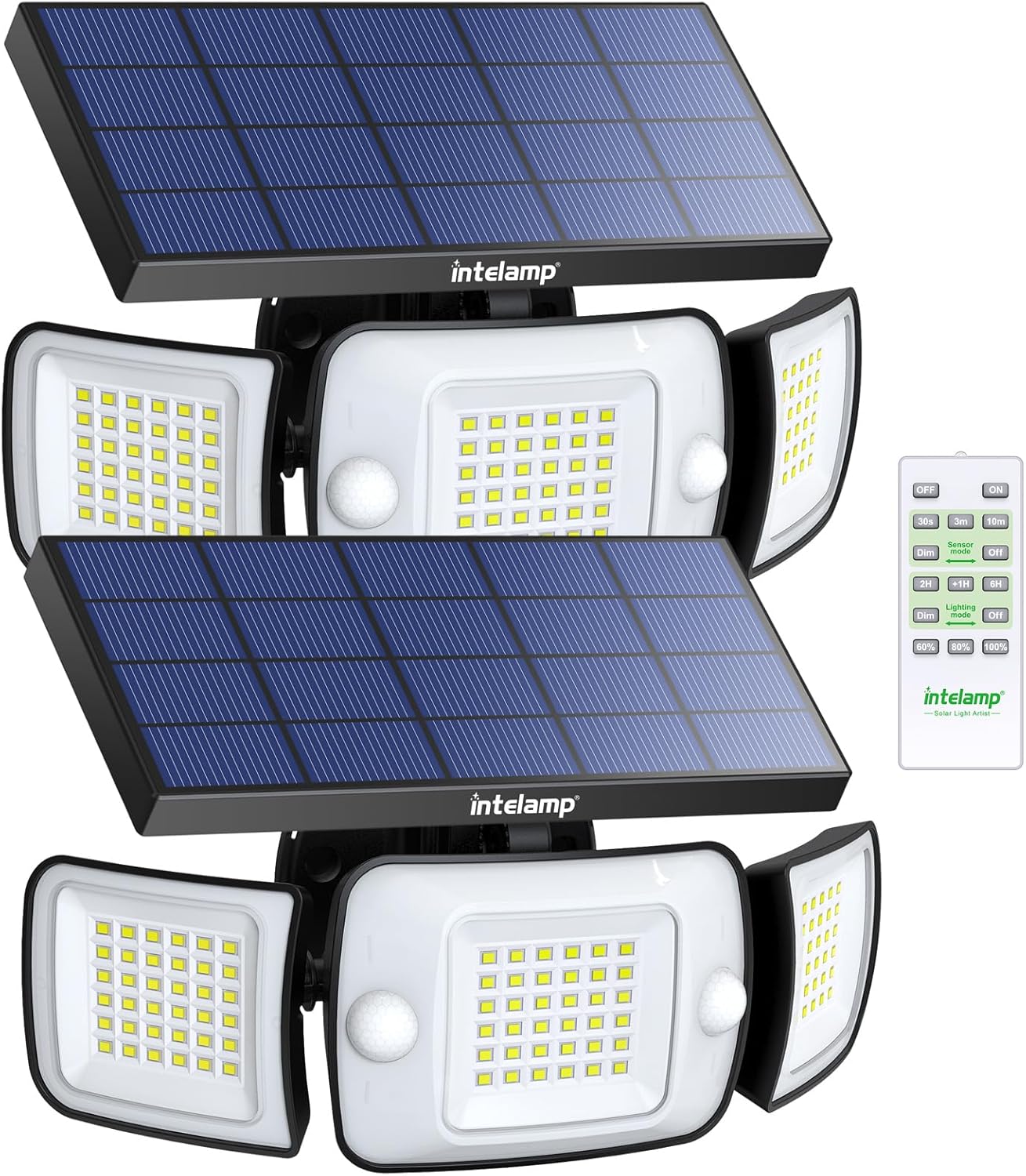 intelamp Solar Flood Lights Outdoor, Solar Motion Sensor Lights with Dual Sensors 6000mAh 1200LM ...