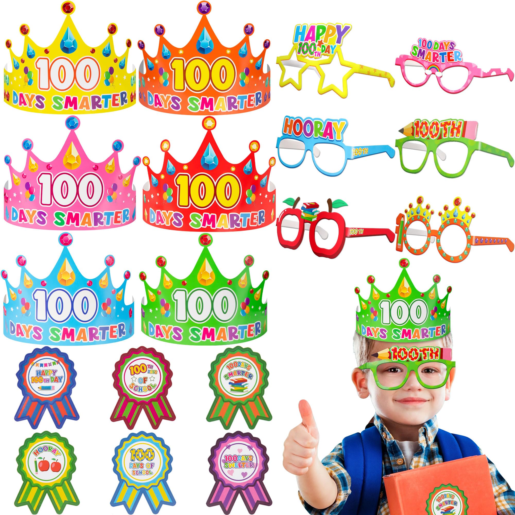 Amazon.com: 192 Pcs 100th Day of School Awards Set, 36 Pack Happy 100th ...