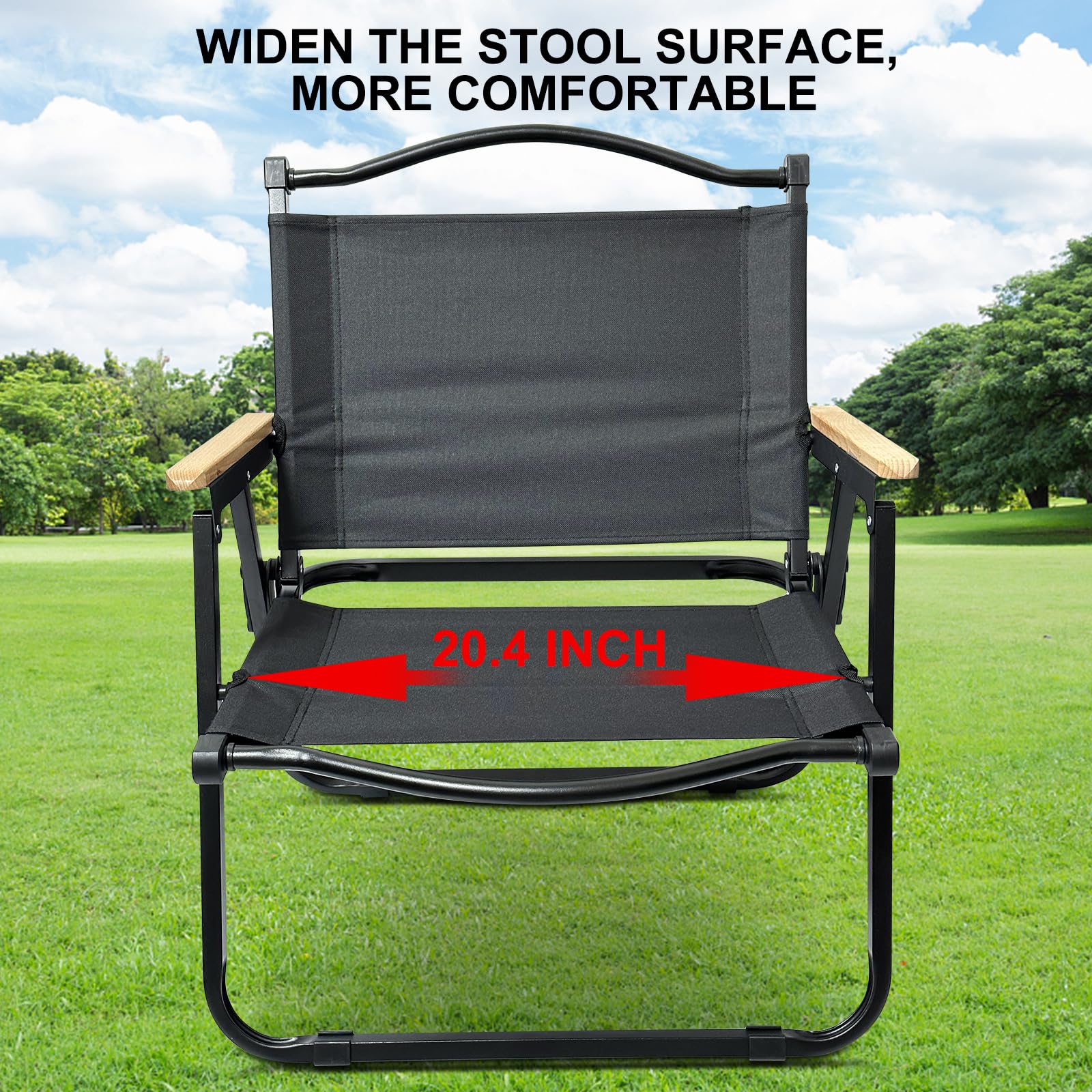 Doseno Portable Camping Chair with Wooden Handle, Widen Foldable ...