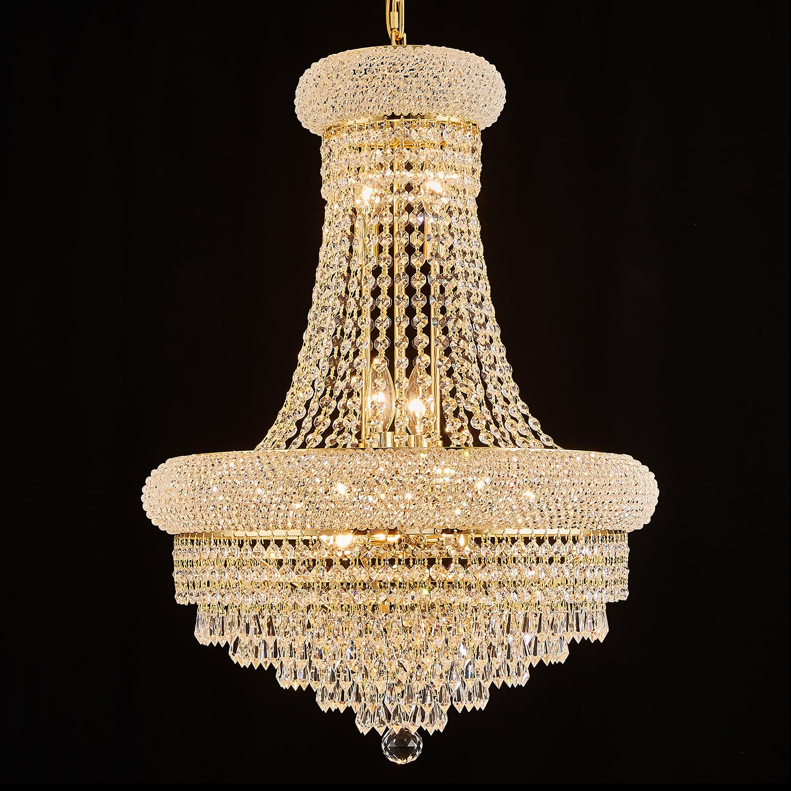 chandiry 12 Light Empire Raindrop Crystal Chandelier Light Fixture for ...