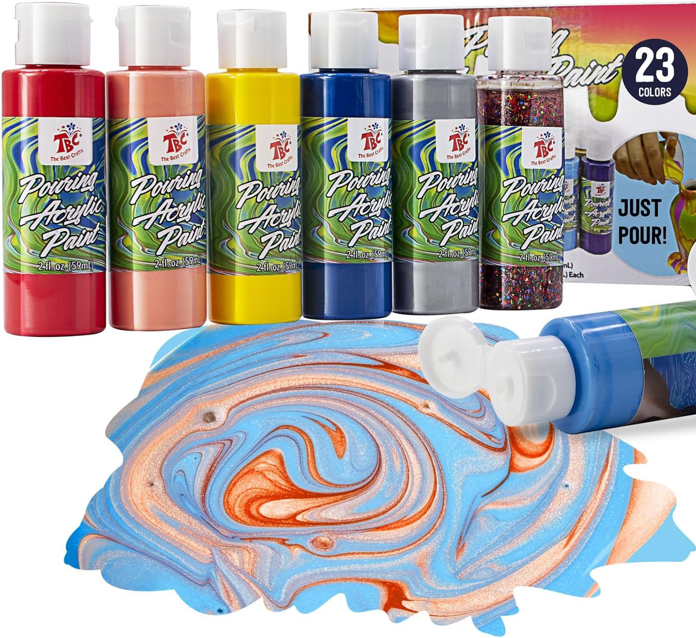 ARTISTIK Acrylic Pouring Paints - 8 x 100ml Paint Colour Set with 2 ...
