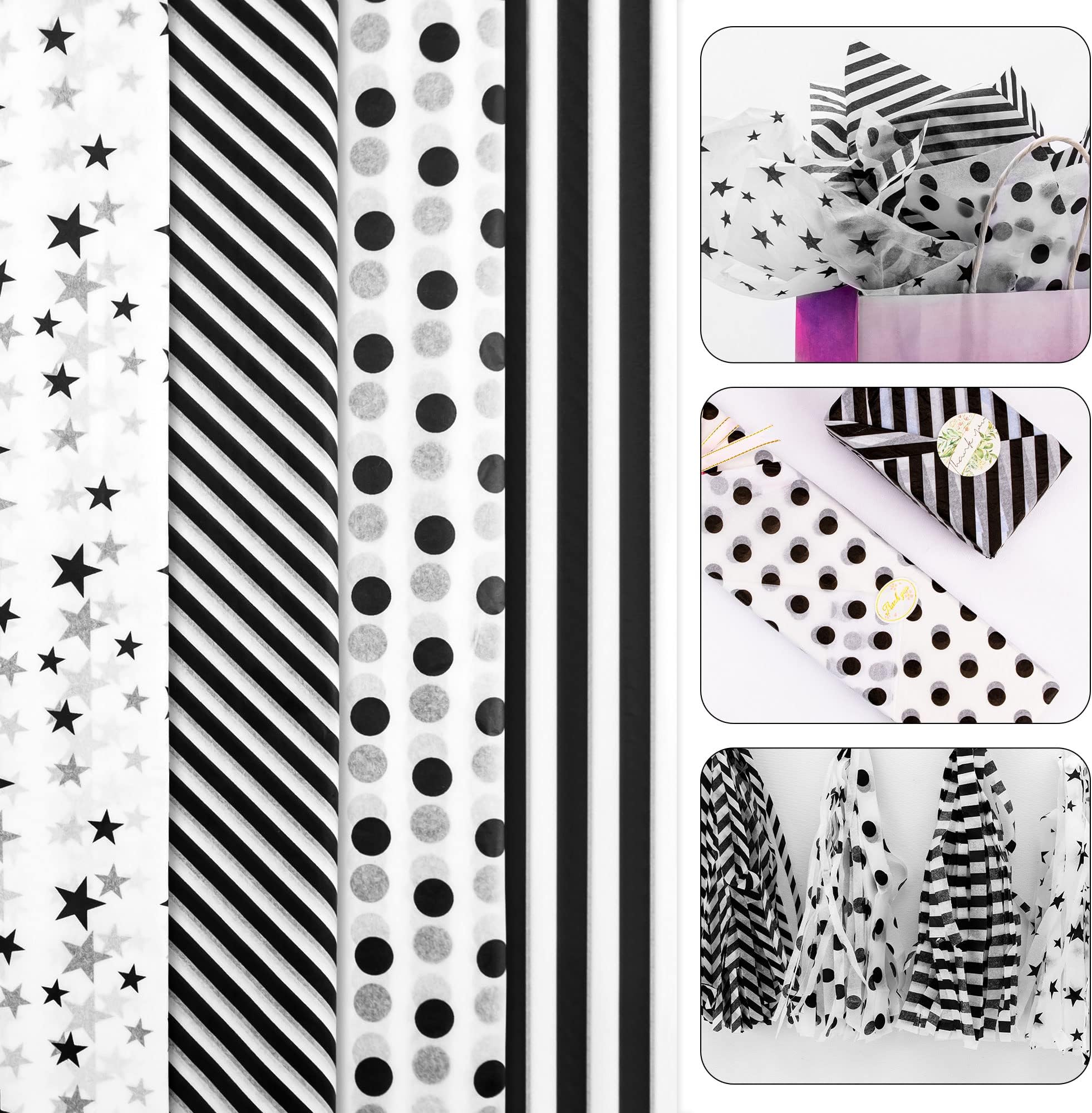 Amazon.com: Premium Tissue Paper Black & White Stripes Tissue Paper 20 ...