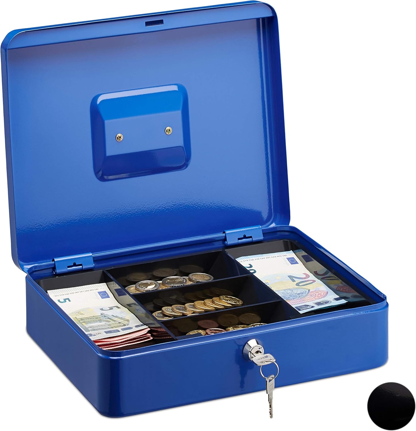 Amazon.com: Relaxdays Locking Cash Box, Money Safe with Coin Tray and 2 ...