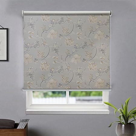 HIPPO Printed Indoor Blackout Roller Blinds for Windows Floret Design Rolling Curtains Corded ...
