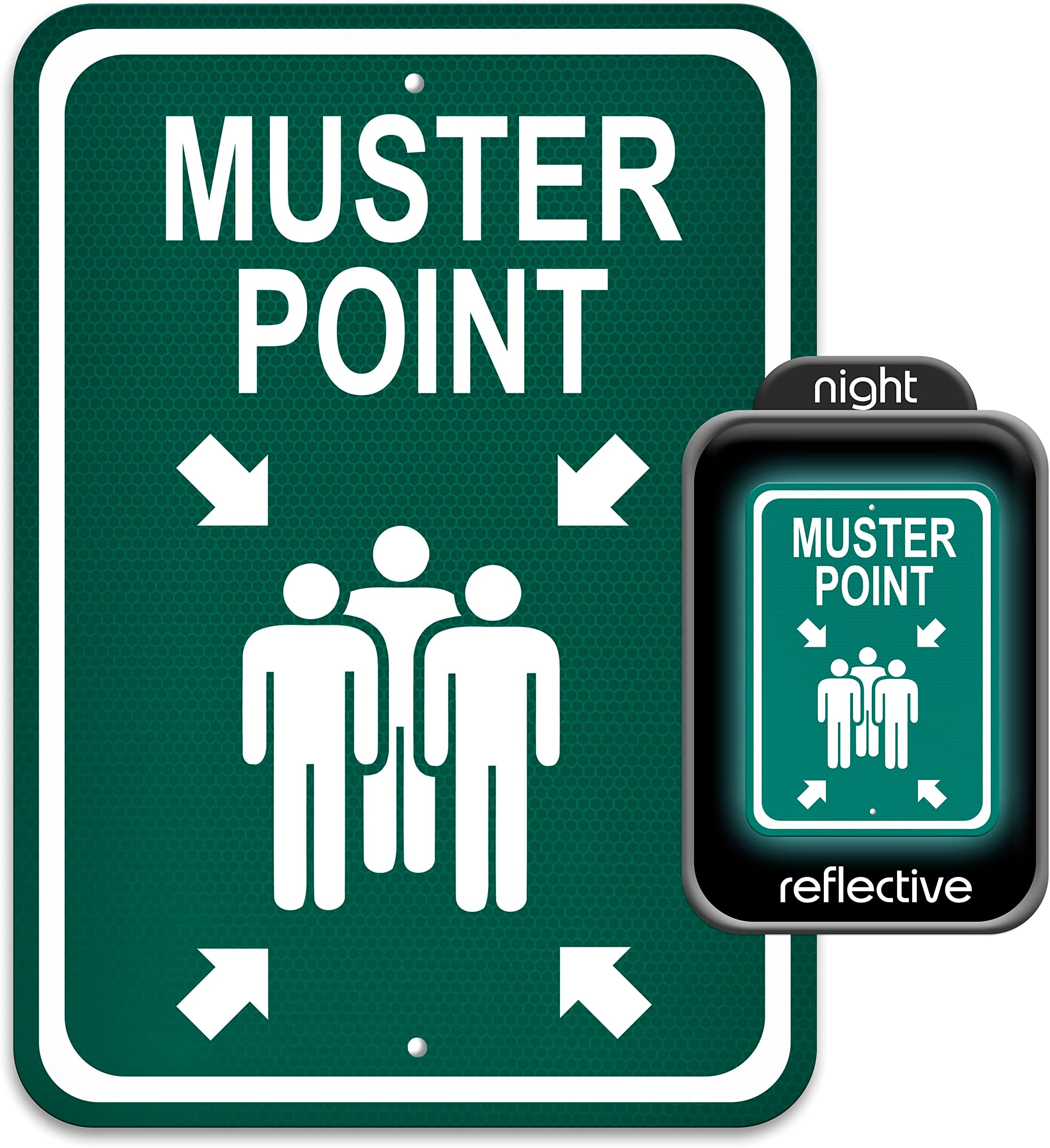 Amazon.com: Muster Point Sign, White on Reflective Green, 10" by 14 ...