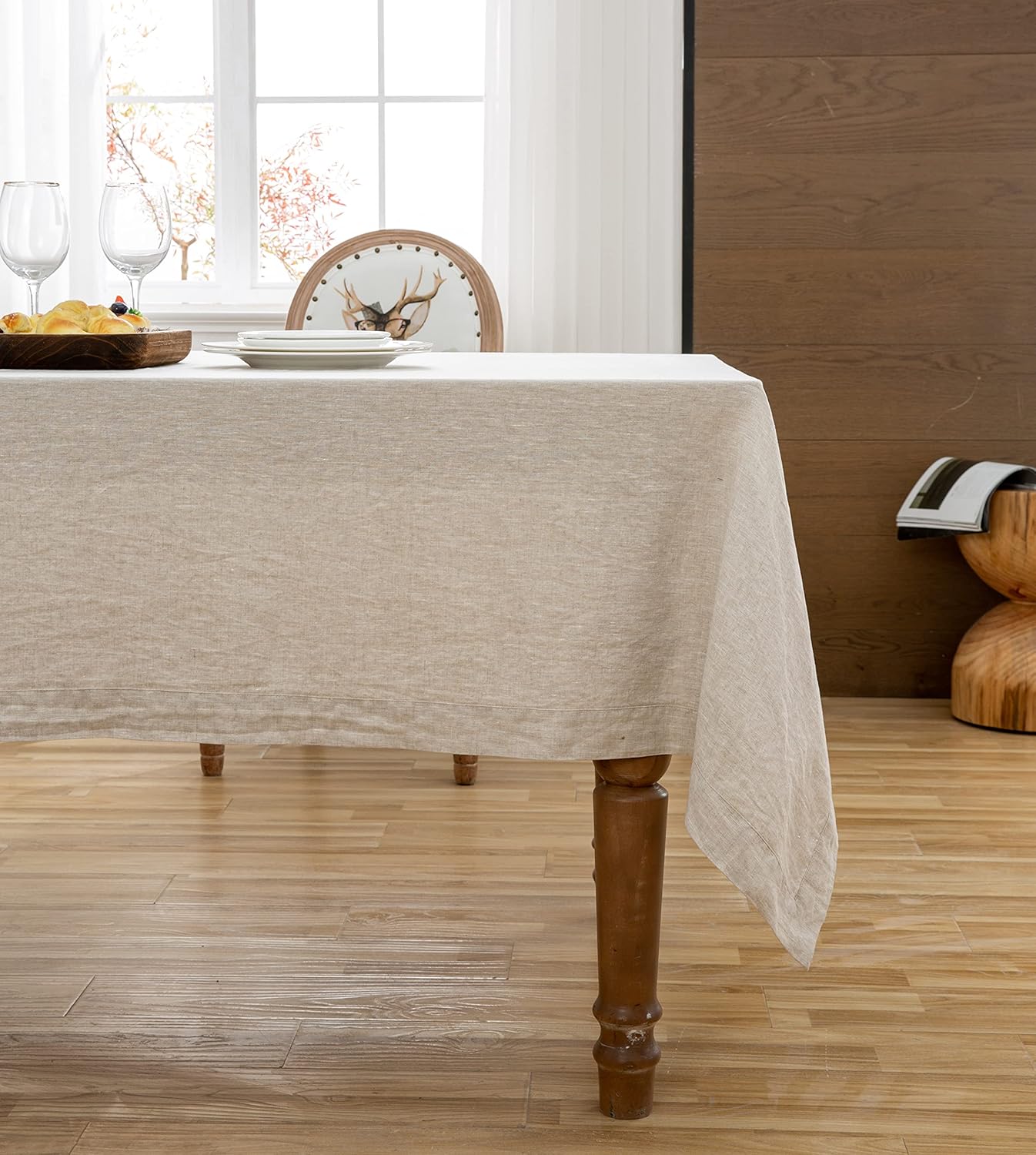 Amazon.com: L Linen World Heavy Linen Tablecloth,250GSM-60x90Inch,100% ...