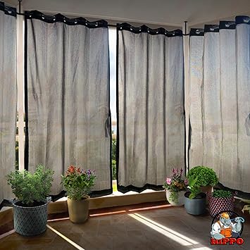 HIPPO 230 GSM Outdoor Sun Blocking Balcony Eyelet/Grommet Curtains Sun ...