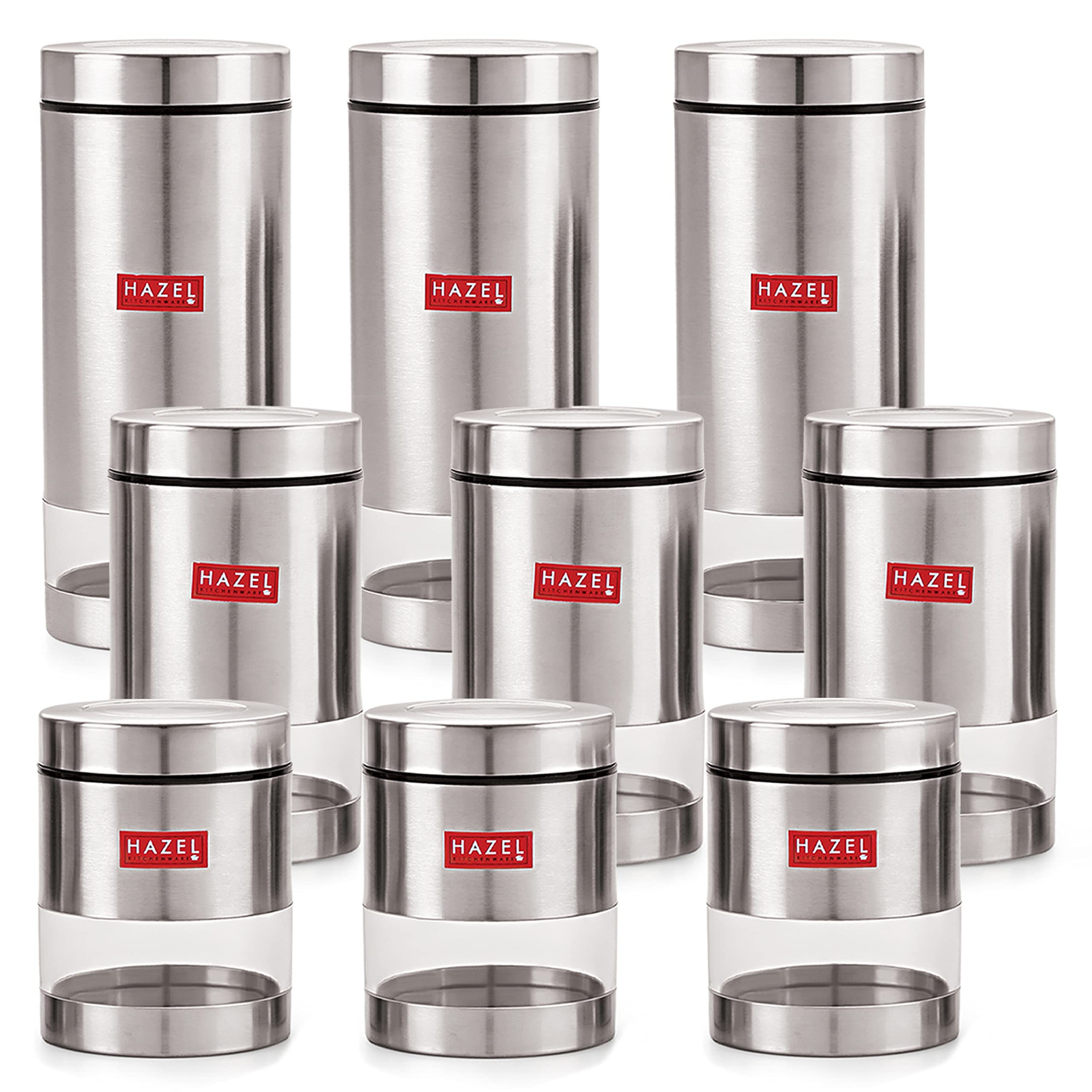 Buy HAZEL Stainless Steel Masala Container | Set of 9 Transparent ...