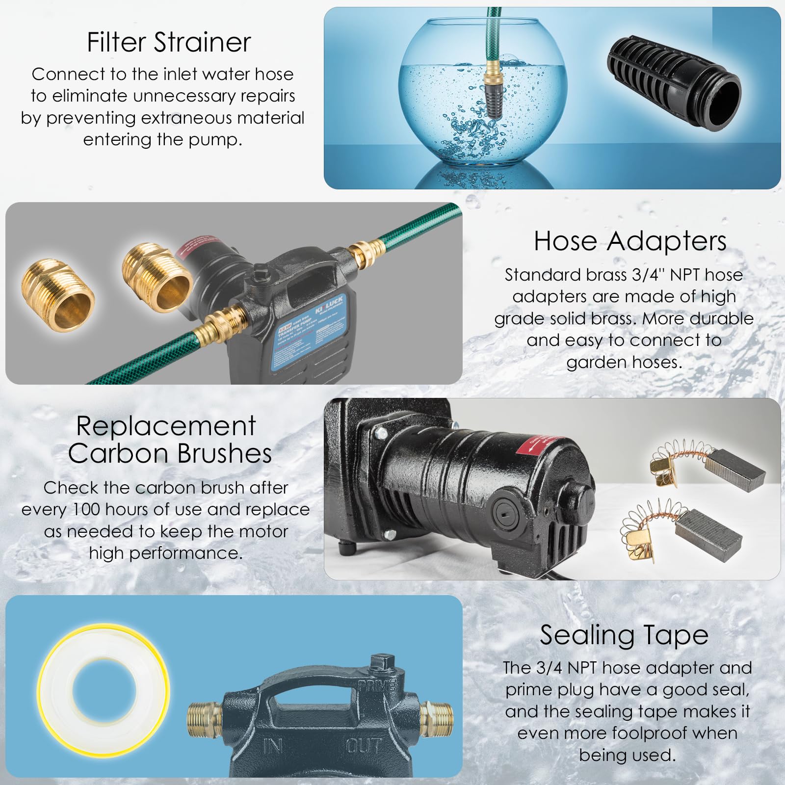 Snapklik.com : Water Transfer Pump, KITLUCK 120V 1/2 HP 1500GPH Cast ...