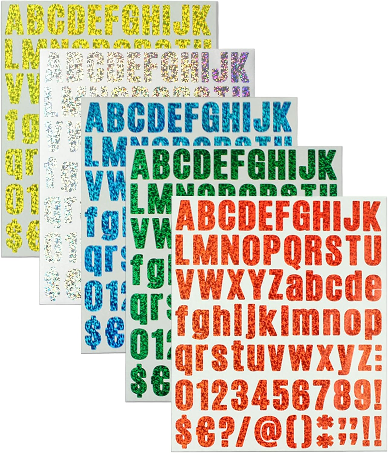 Amazon.com: 10Sheets Letter Stickers,5 Colors Glitter Alphabet Letter ...
