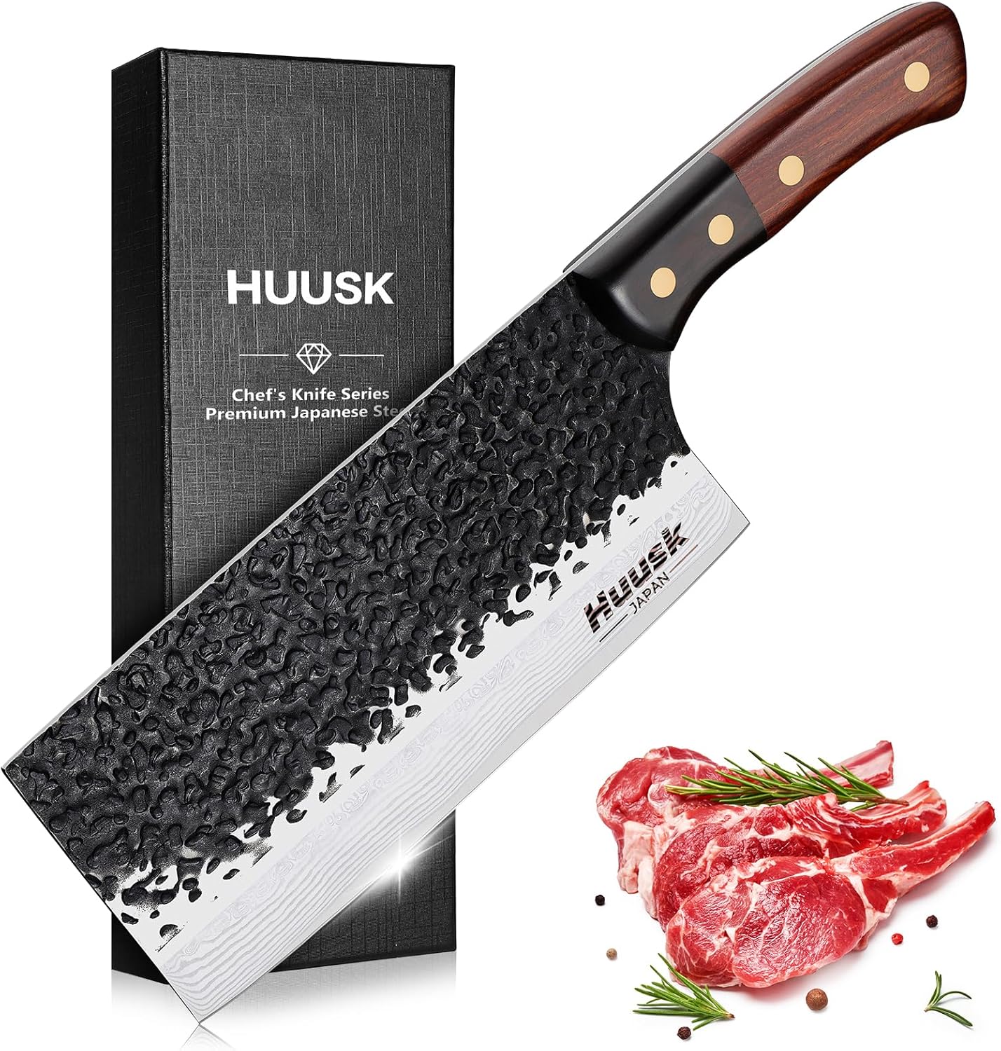 Amazon.com: Huusk 7.5" Meat Cleaver Knife - Hand-forged Butcher Knife ...