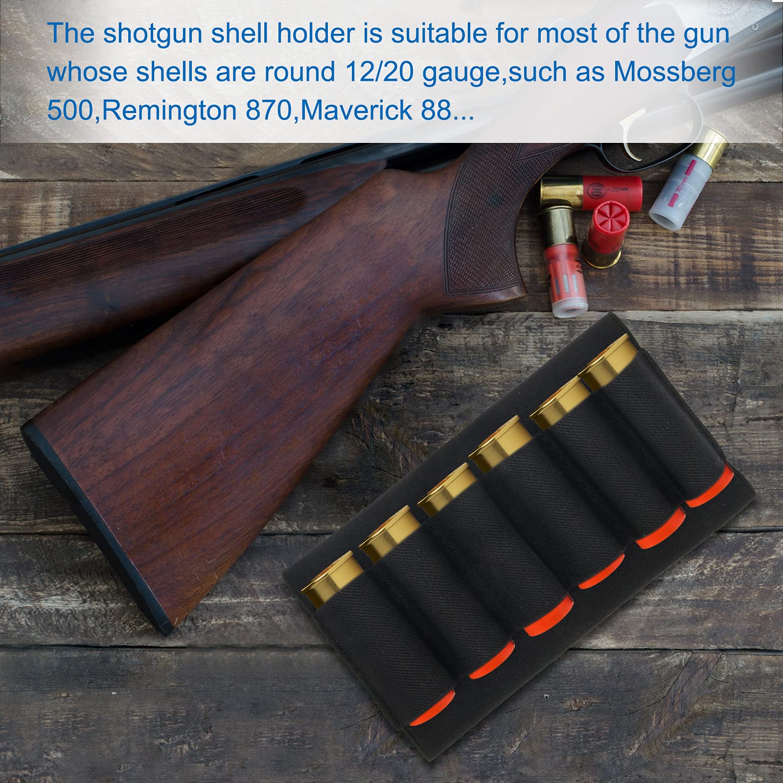 Snapklik.com : 8 Round Shotgun Shell Holder Buttstock Holder For 12/20 ...
