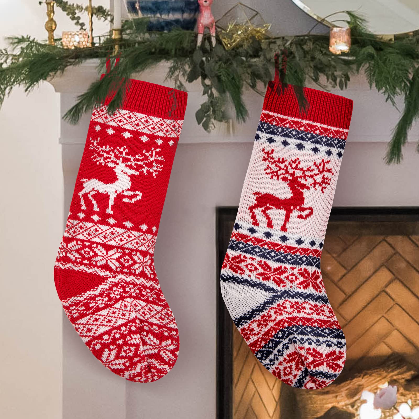 Christmas Stockings, 2pcs 18 inch Personalised Stocking Knitted ...