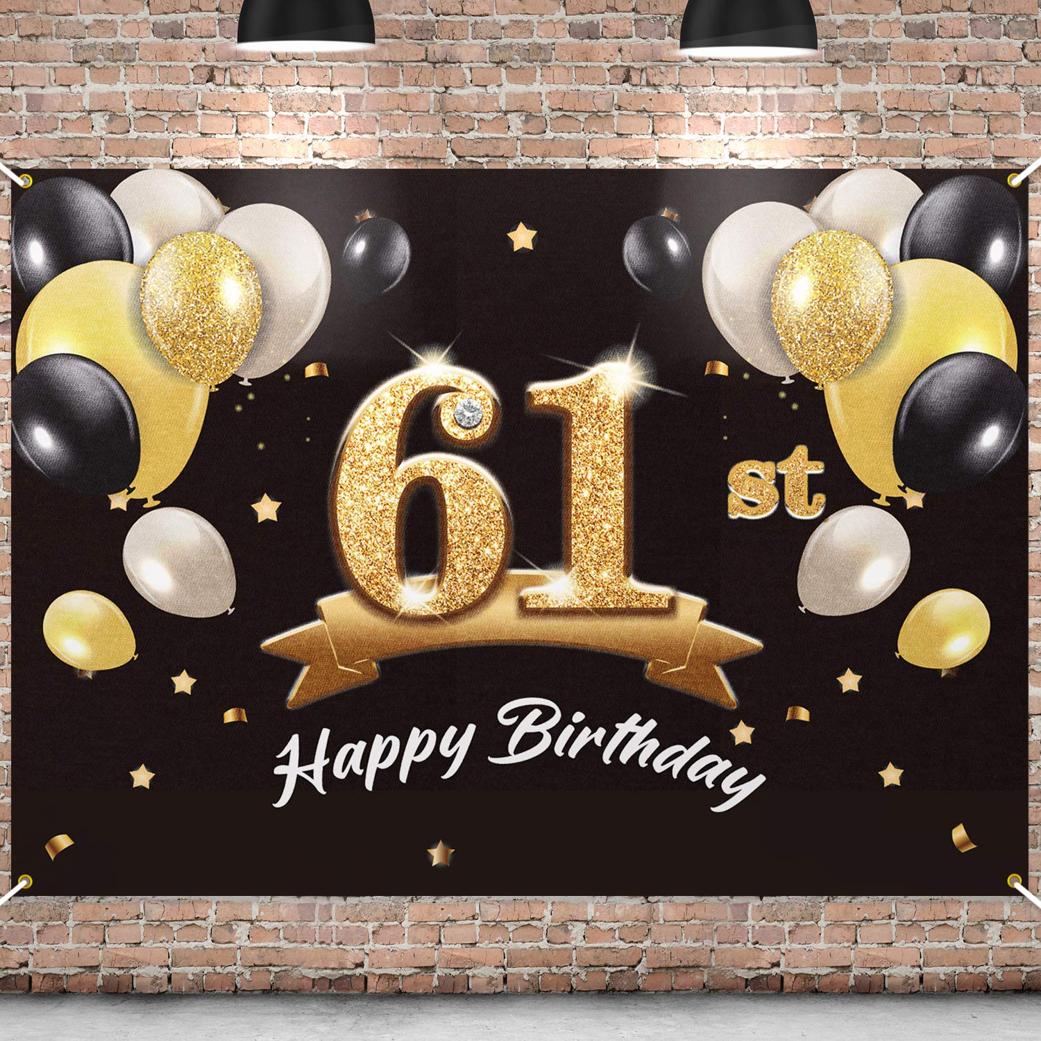 Amazon.com: PAKBOOM Happy 61st Birthday Banner Backdrop - 61 Birthday ...