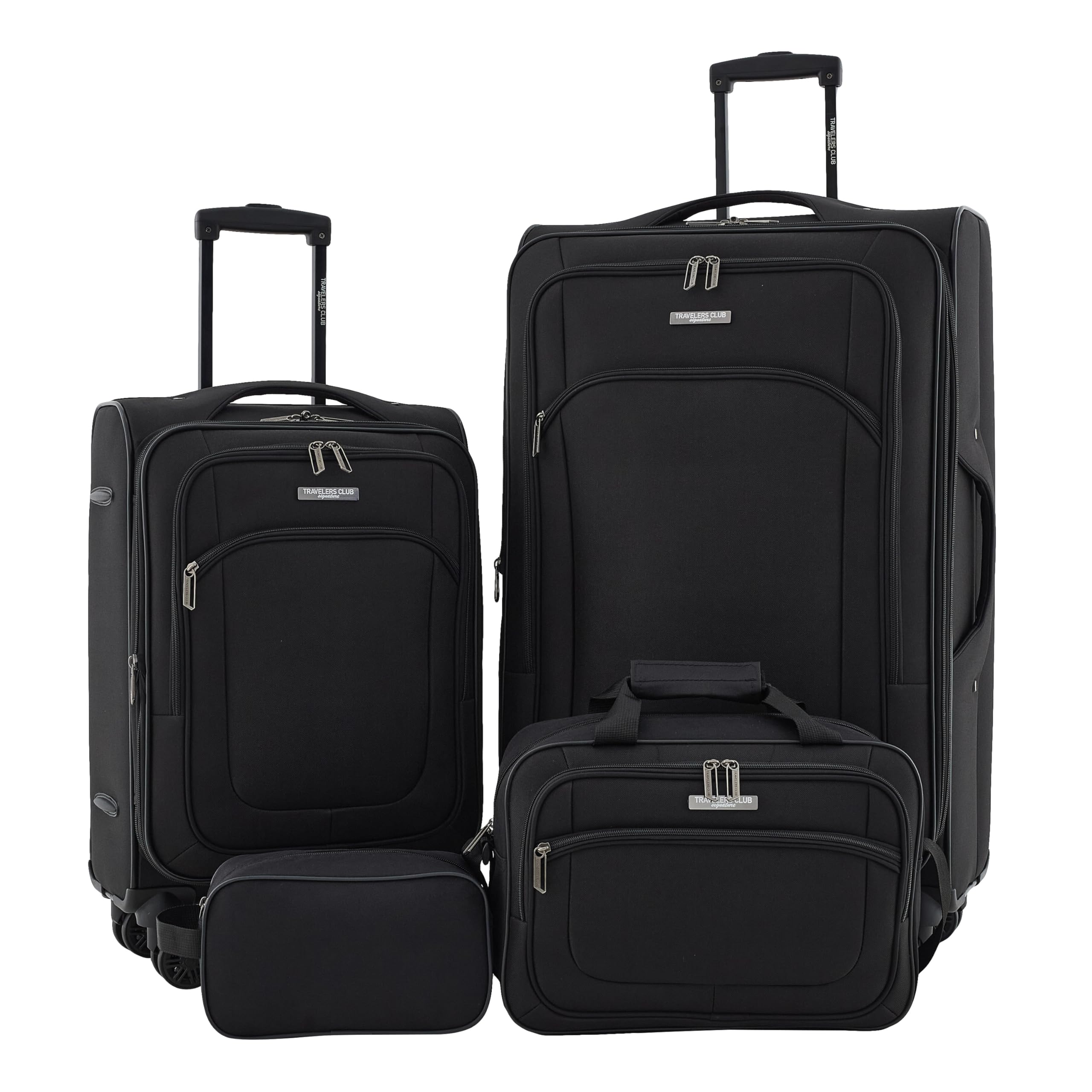 Amazon.com | Travelers Club Soulana Luggage & Travel, Black, 4 Piece ...