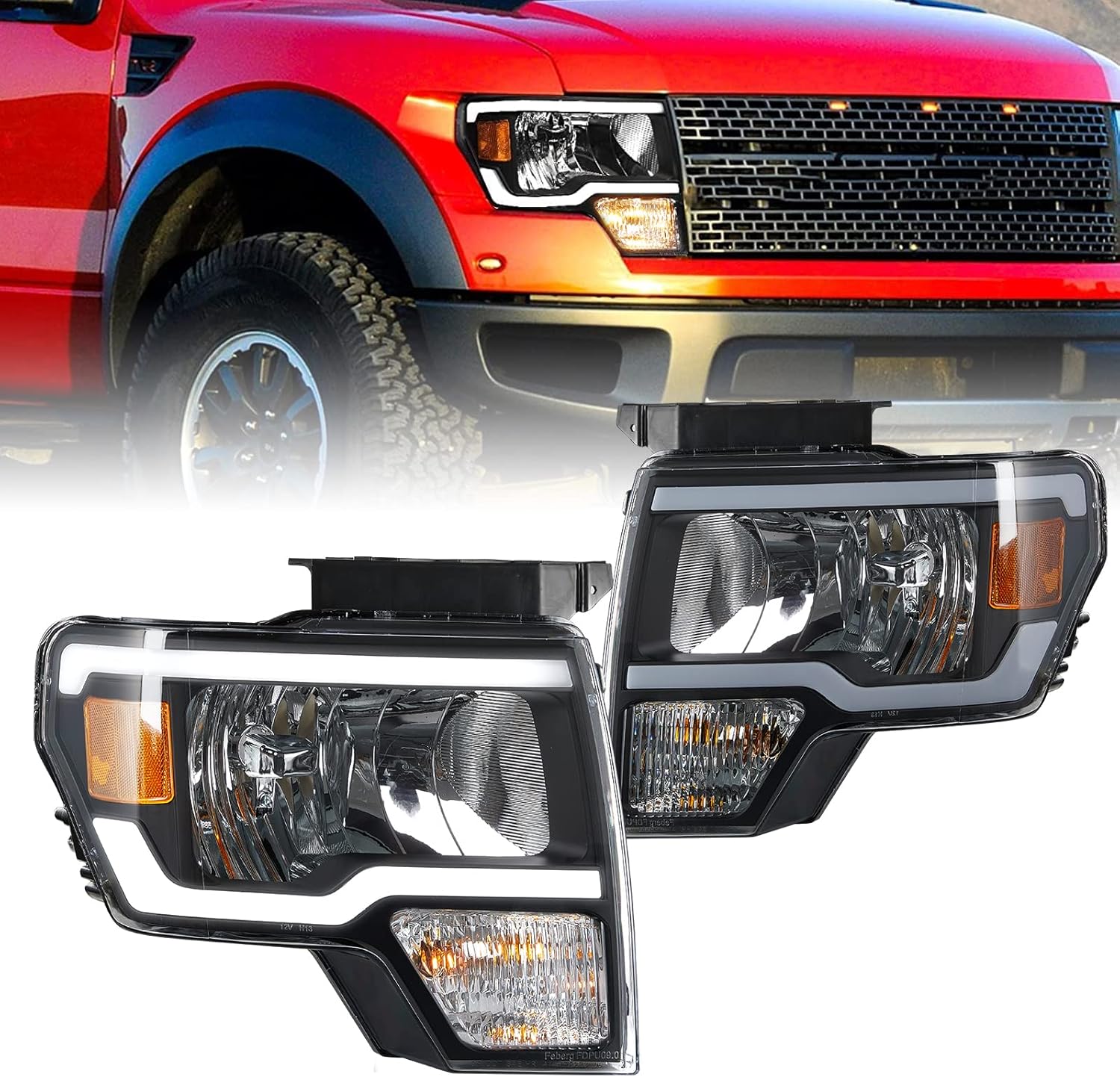 Amazon.com: WonVon LED Tube Headlights Fit for 2009-2014 Ford F150 F-150 DRL Headlight Headlamp ...