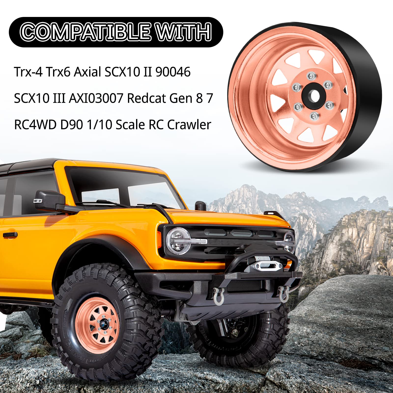 Off-road RC Truck Tires 2.2" Aluminum Beadlock Wheels & Tires For 1/10 ...