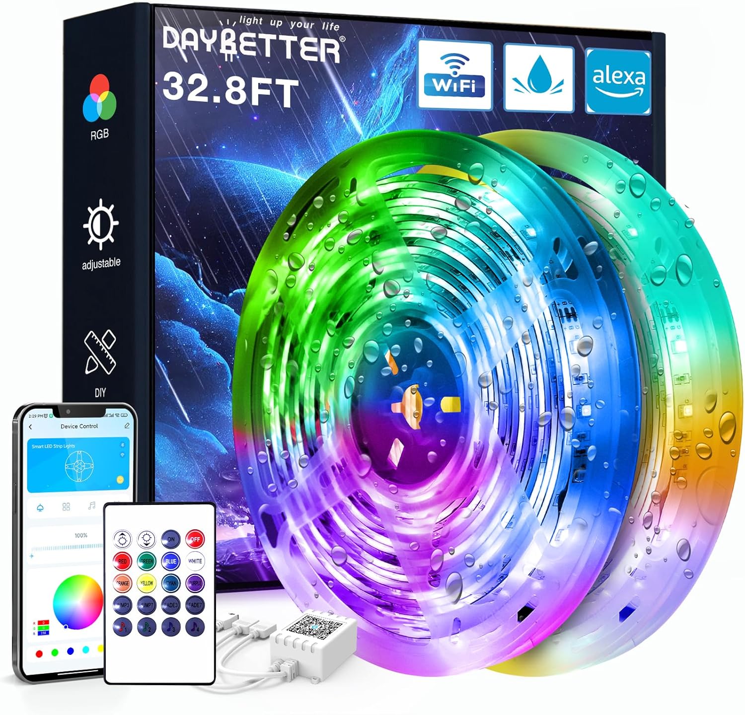 Amazon.com: DAYBETTER IP65 Waterproof Led Strip Lights, Smart WiFi LED ...
